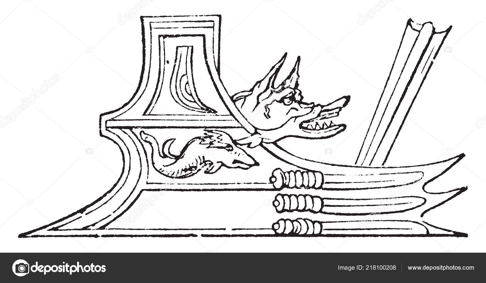 Ship Prow Part Bow Waterline Vintage Line Drawing Engraving ...