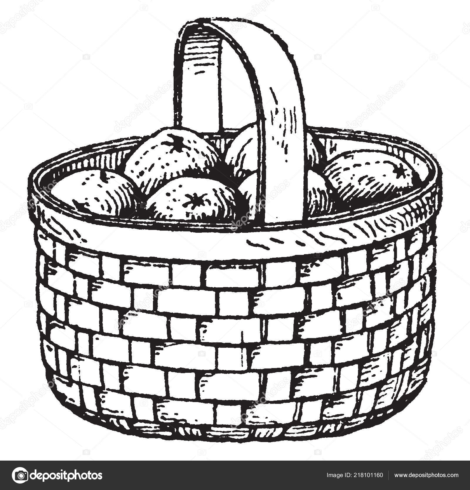 Basket Of Apples Clipart Black And White