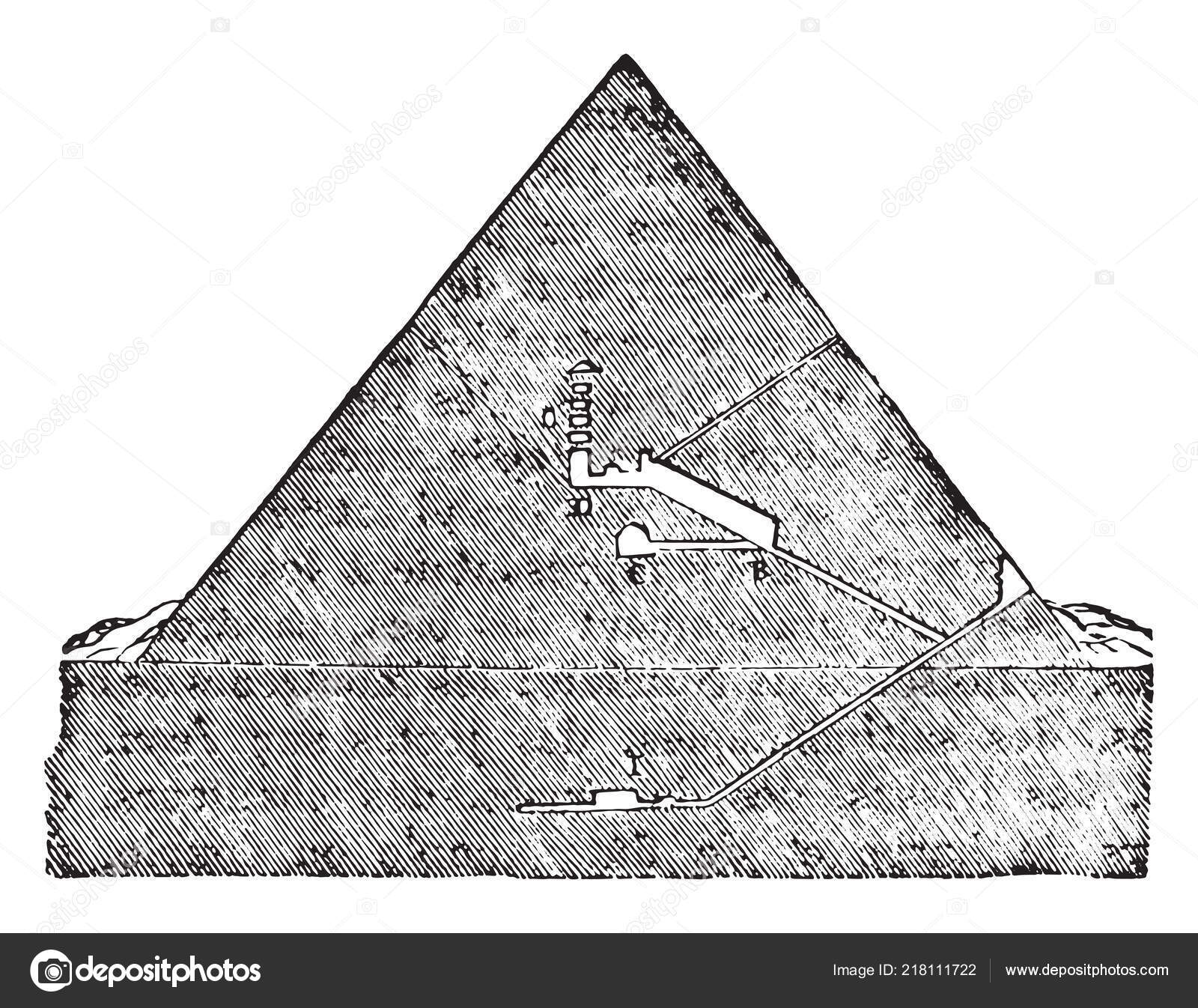Cutting Great Pyramid Memphis Vintage Engraved Illustration Industrial ...