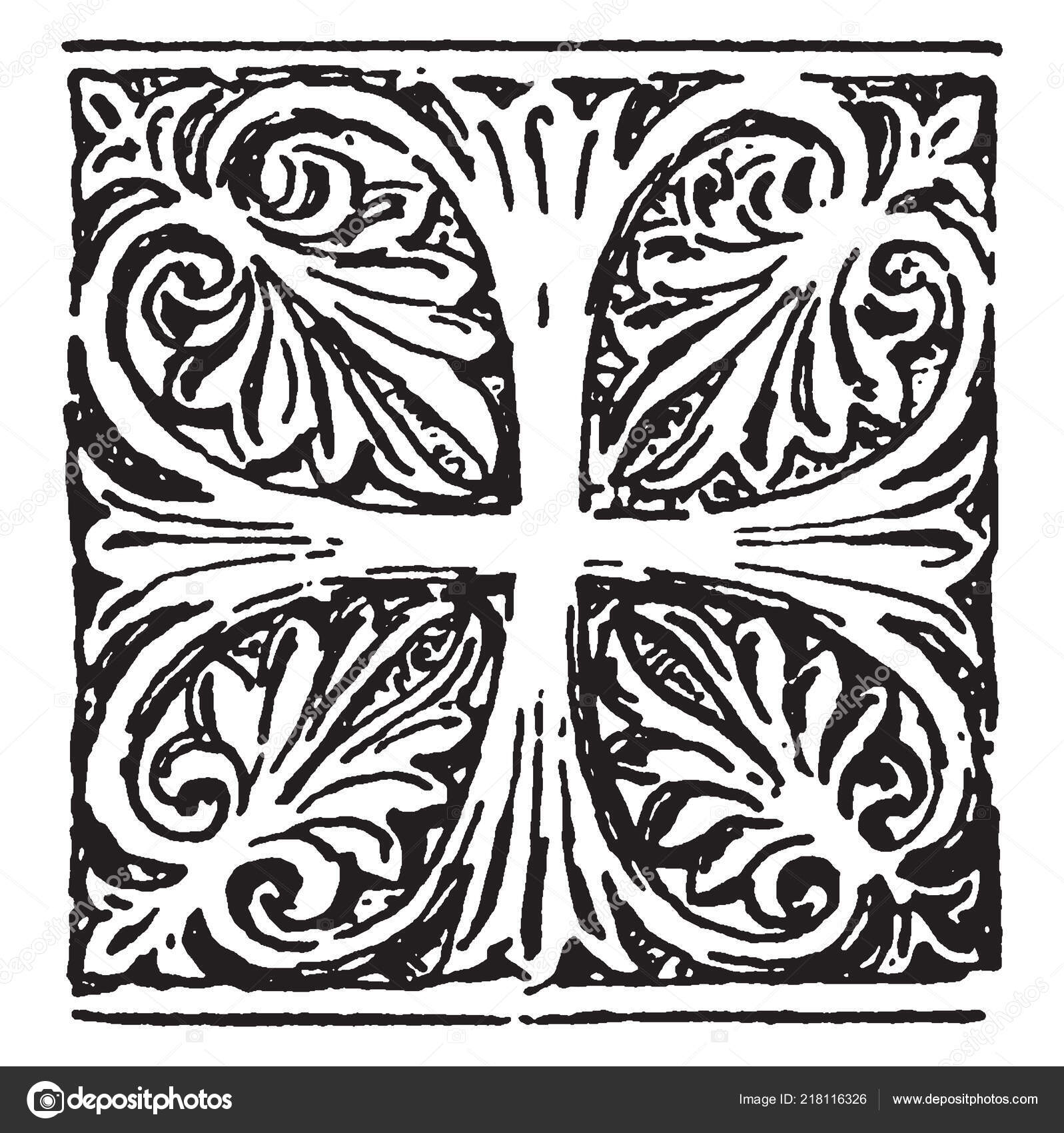Anthemion Byzantine Cross Vintage Line Drawing Engraving Illustration ...