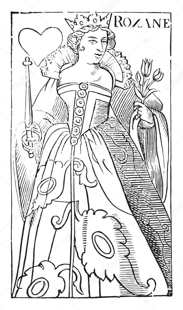 Roxane, Reina de Corazones, espécimen de la época de Enrique IV ...