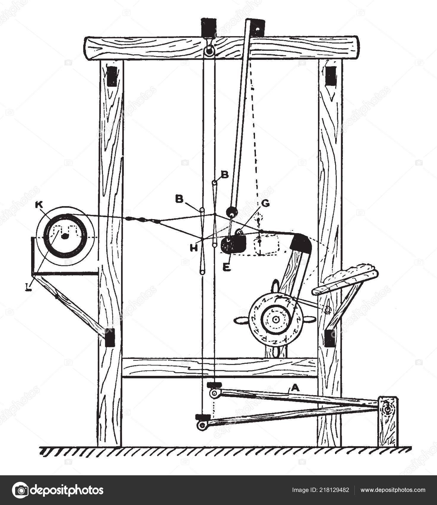 Illustration Represents Function Hand Loom Vintage Line Drawing ...