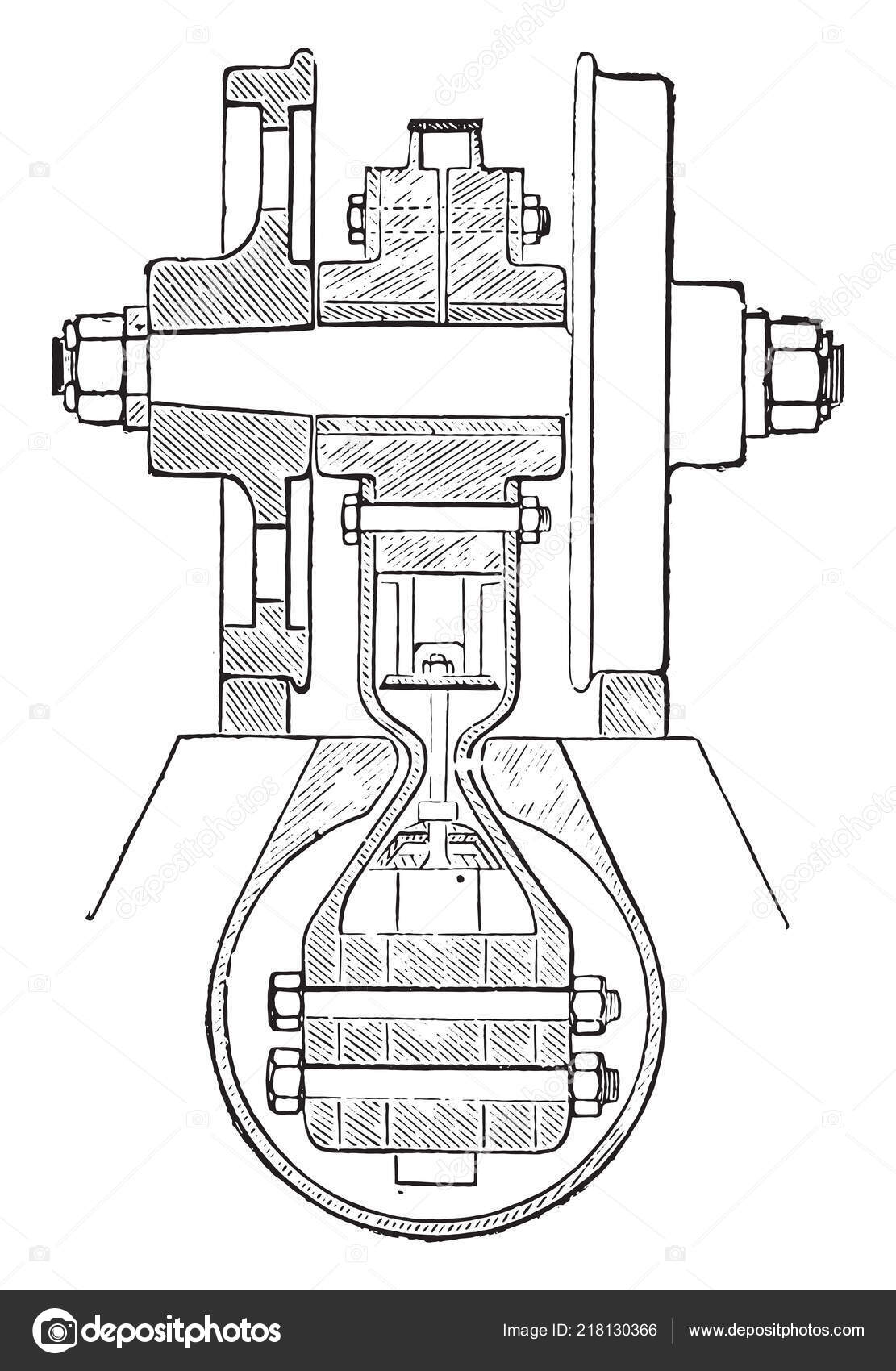 Cross Section Track Tube Elevator Plainpalais Vintage Engraved ...