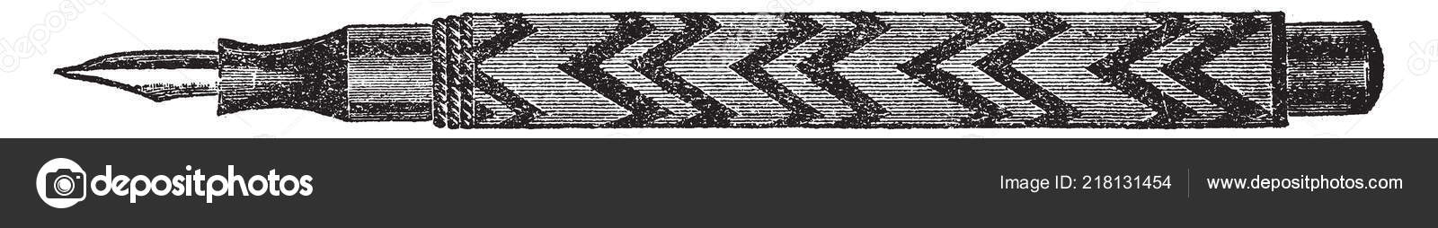 Fountain Pen Nib Pen Dip Pen Vintage Line Drawing Engraving Stock ...