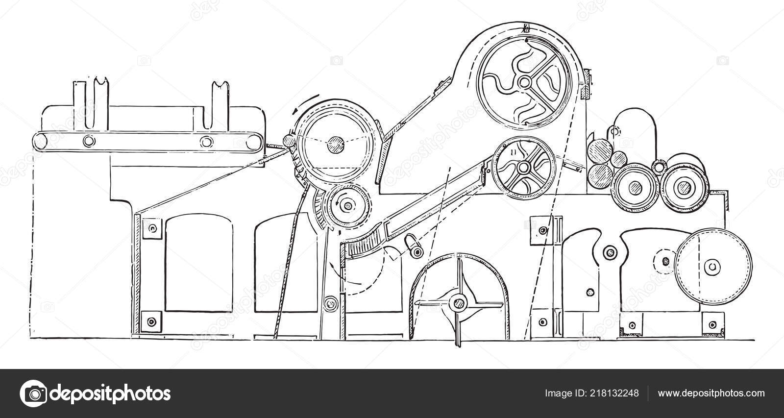 Machine Carder Express Illustration Gravée Vintage Encyclopédie ...
