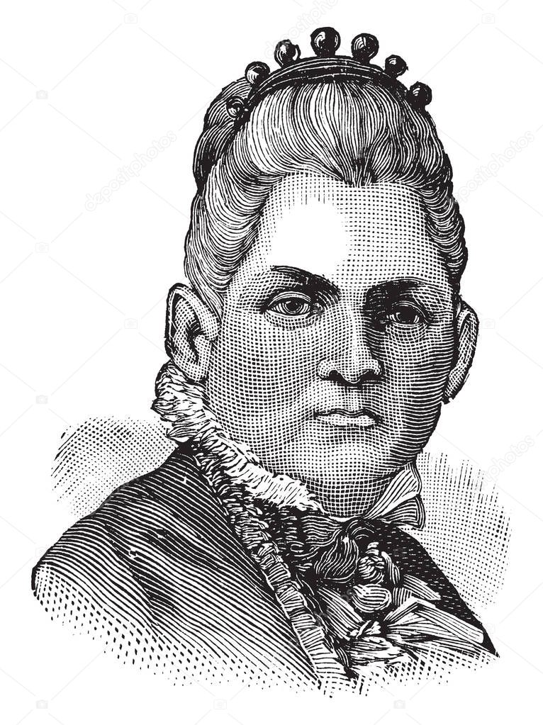 Sra. John A. Logan, ella era la esposa del General John A. Logan, dibujo de líneas vintage o ...