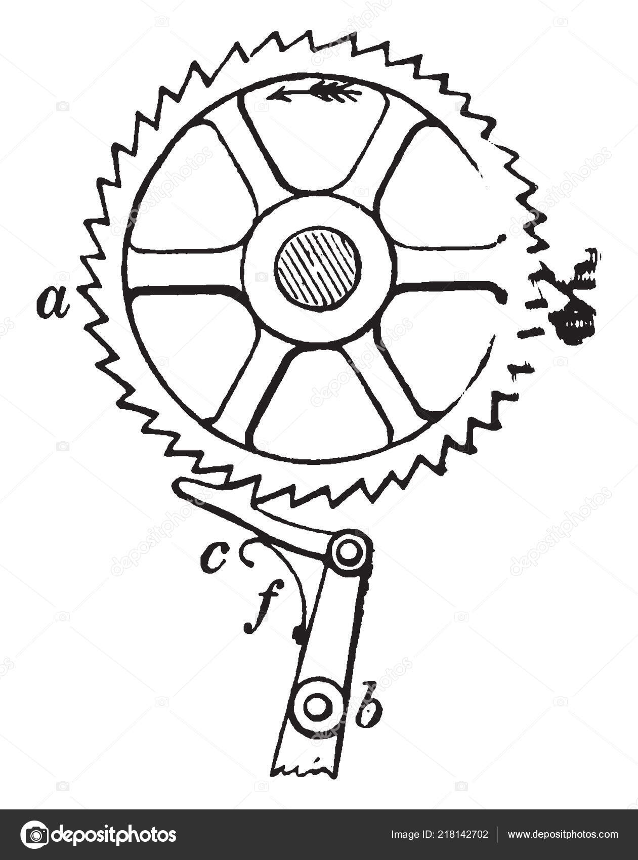 Illustration Represents Function Ratchet Wheel Vintage Line Drawing ...