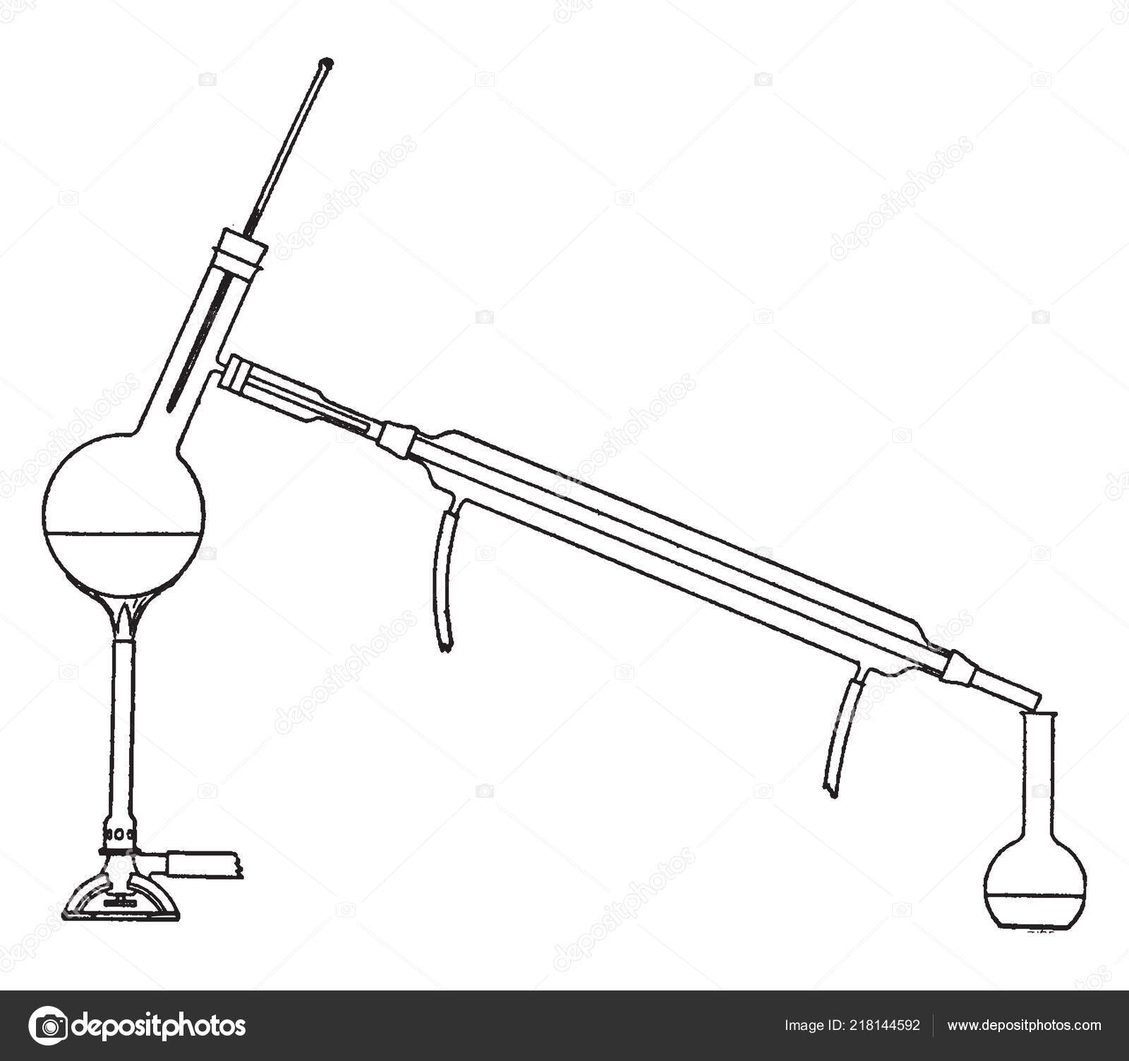 Distillation Used Create Pure Water Chemical Purposes Vintage Line ...