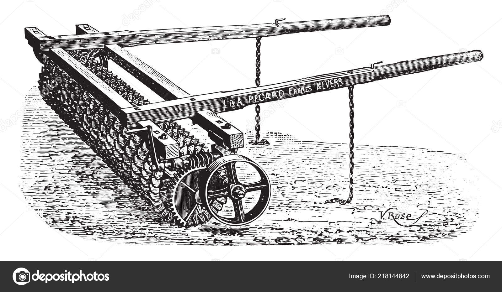 Crosskill Roller Has Teeth Hanging Pecard Vintage Engraved Illustration ...