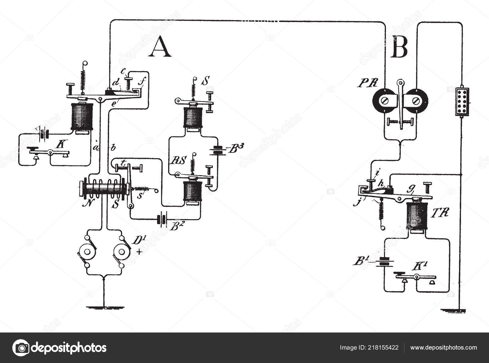 Illustration Represents Work Function Inner Workings Telegraphy Vintage ...