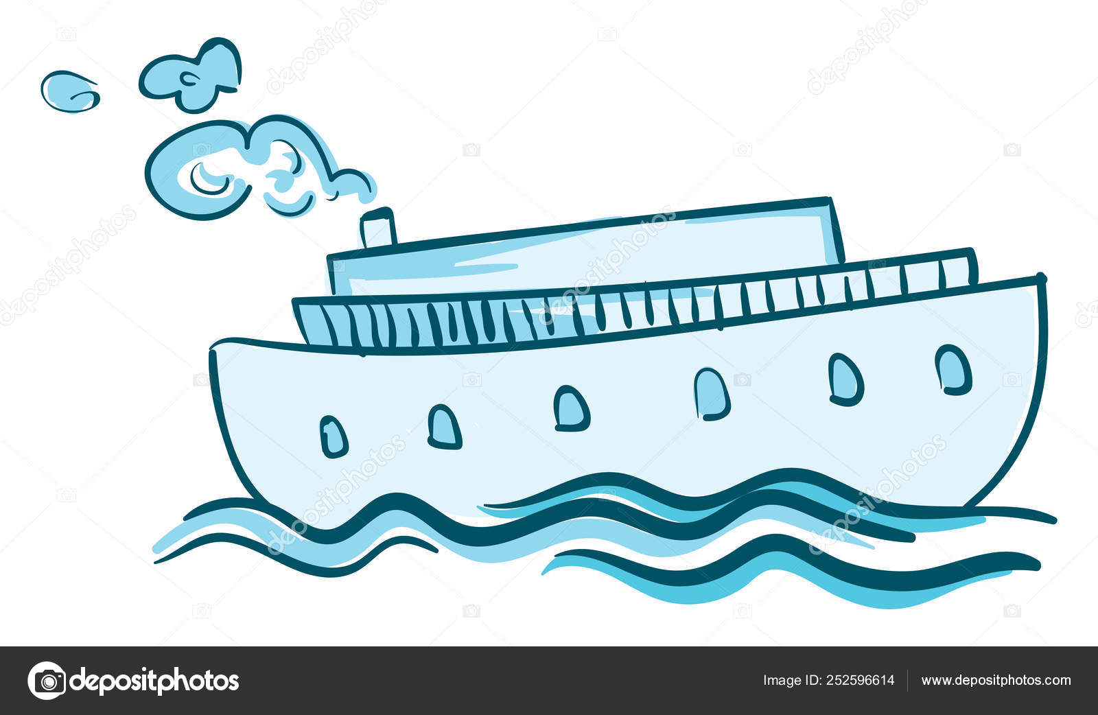 A blue steam ship vector or color illustration Stock Vector by ...