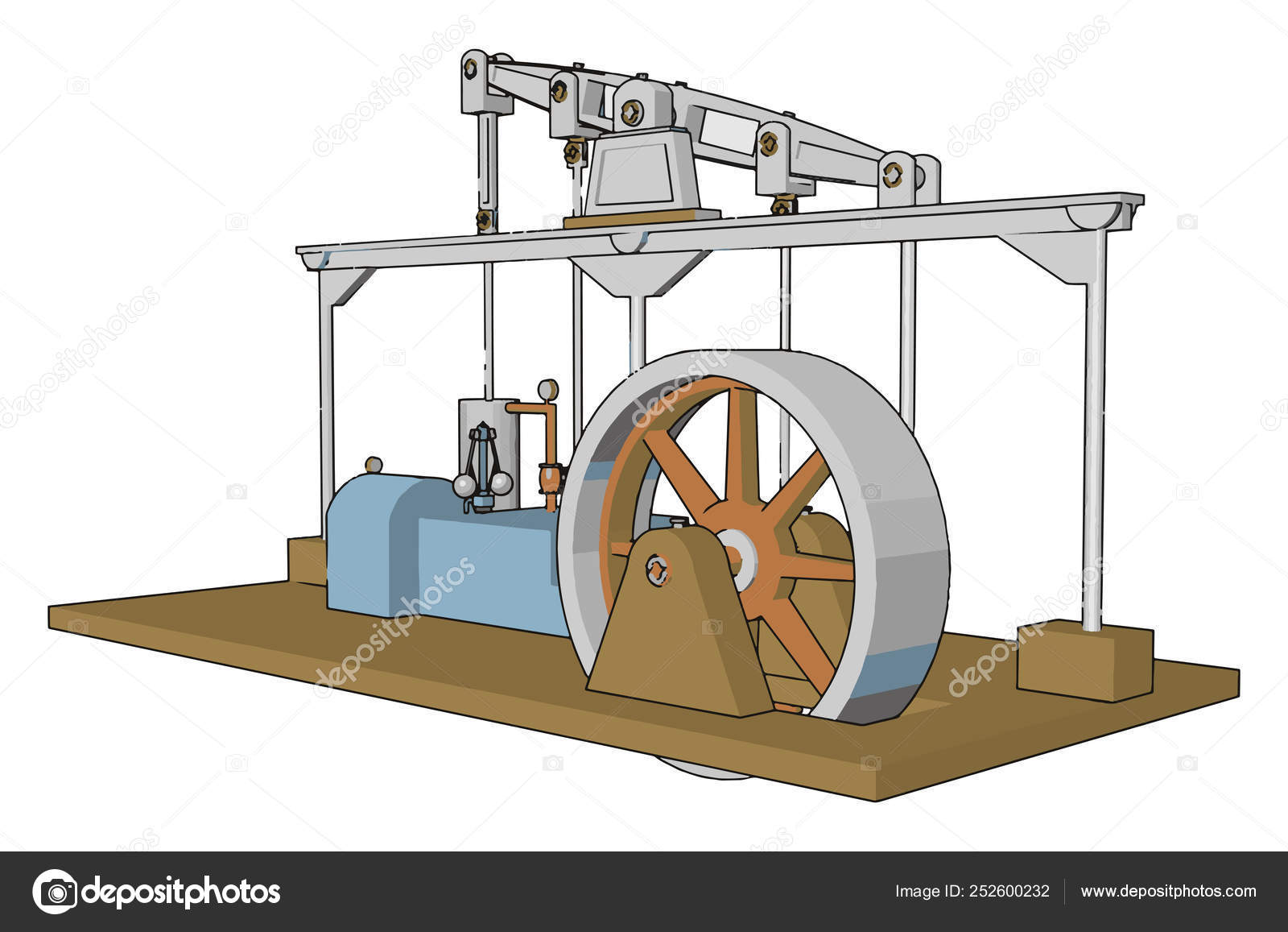Machine Steam engine vector or color illustration Stock Vector Image by ...