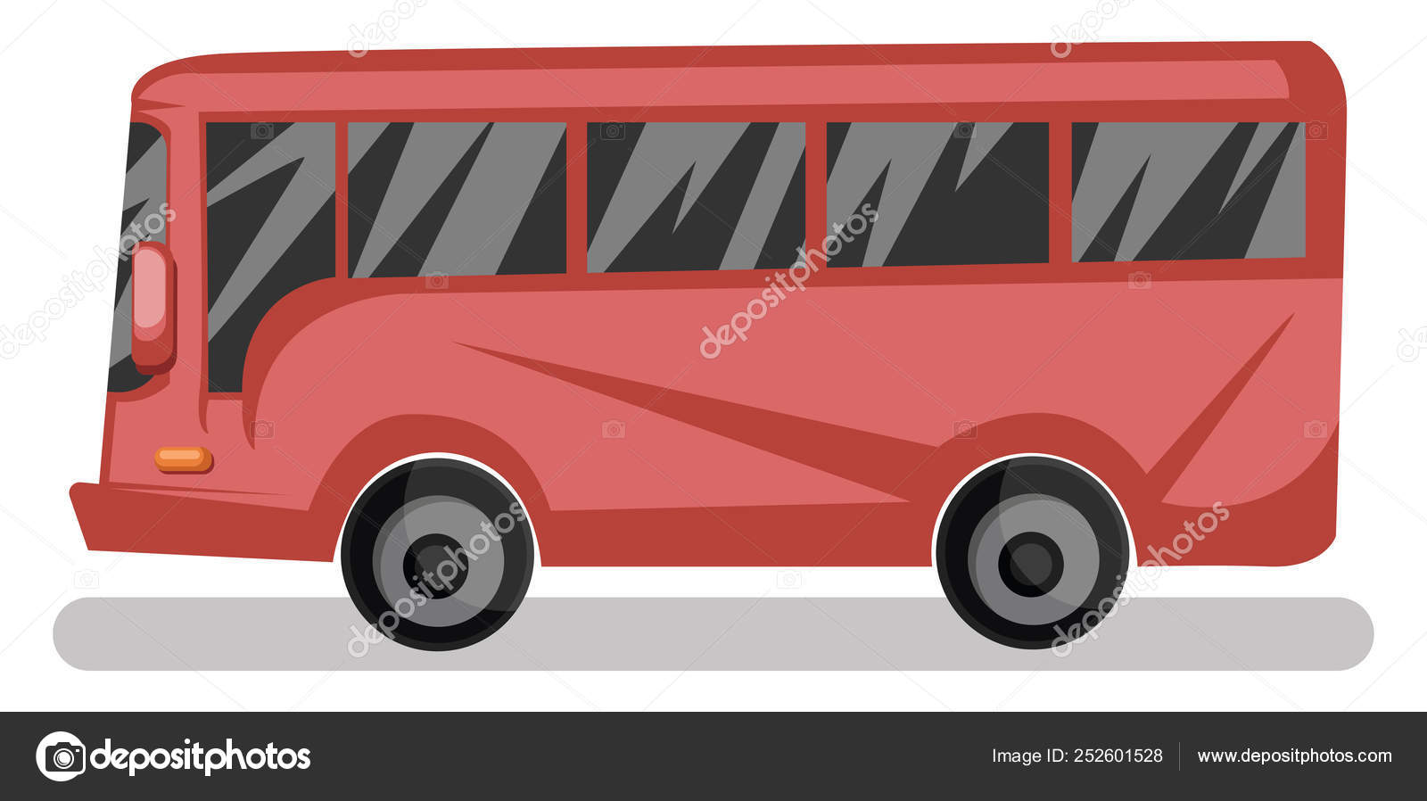 Side view vector illustration of red bus on white background. Stock ...