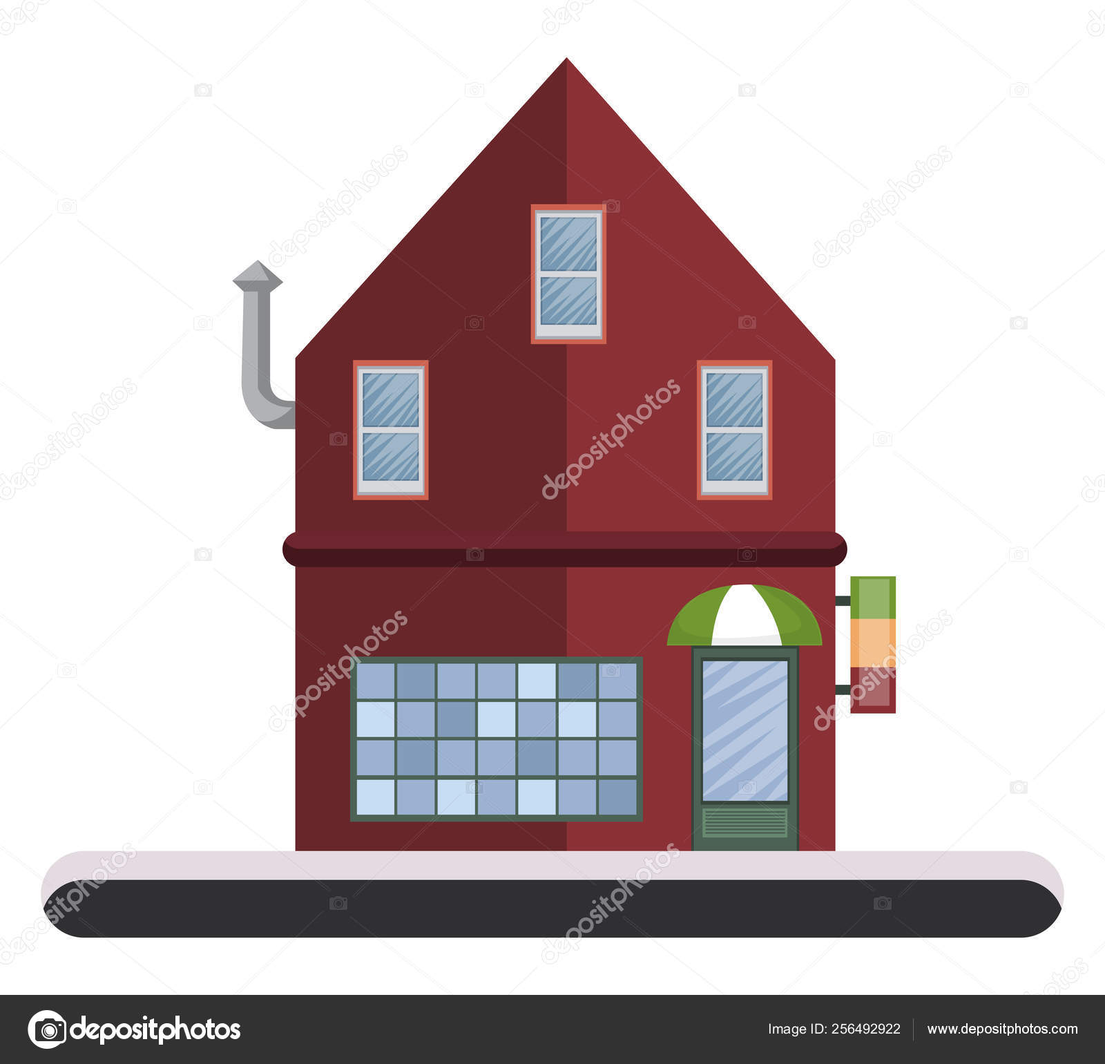 Simple Cartoon Red Building Vector Illustartion White Background Stock ...