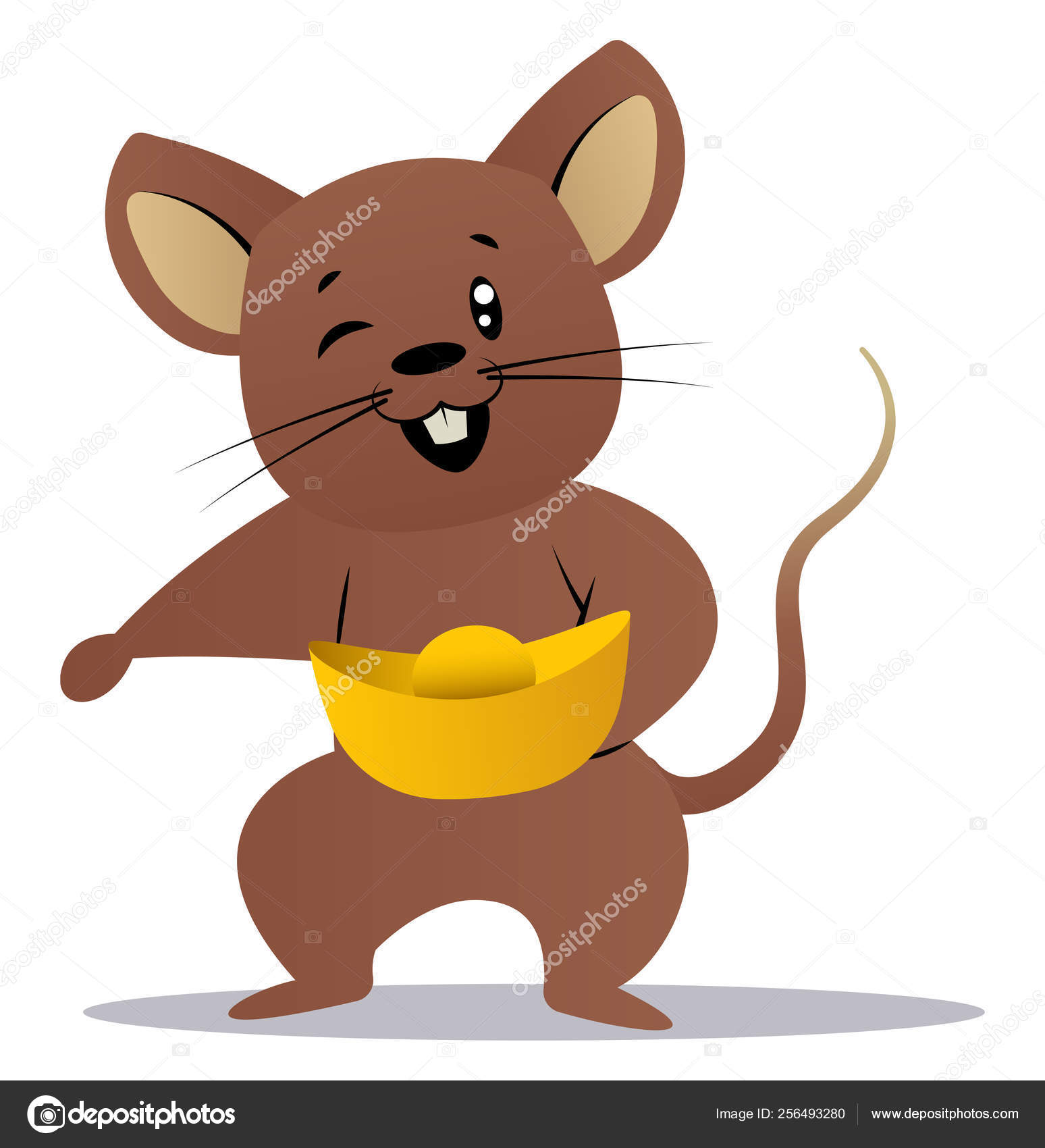Cartoon Mouse Holding Hat Vector Illustartion White Background Stock ...