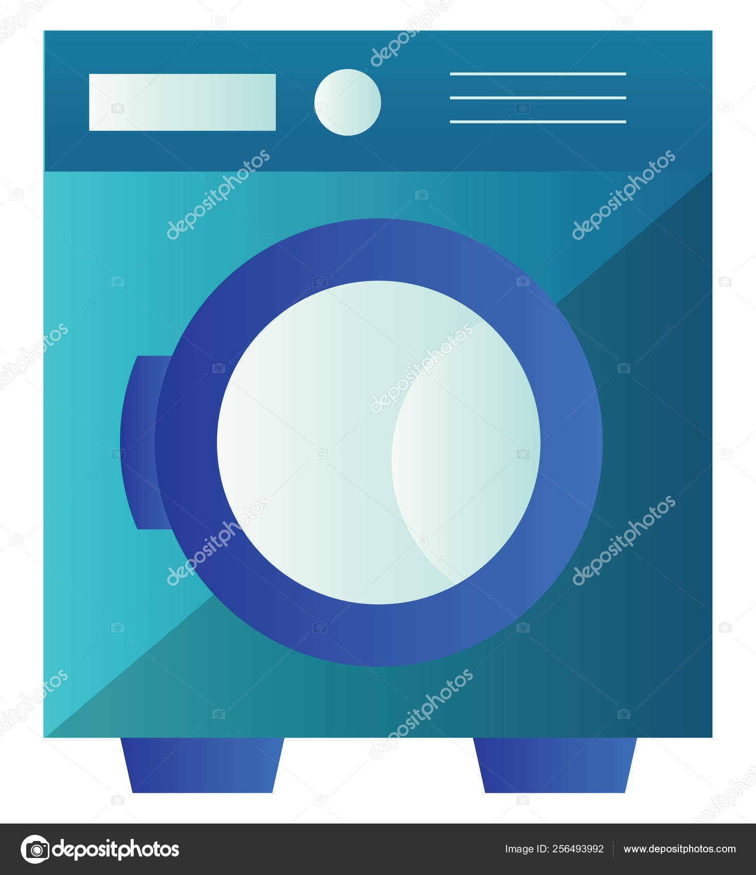 Minimalistic Blue Washing Machine Vector Illustration White Background ...