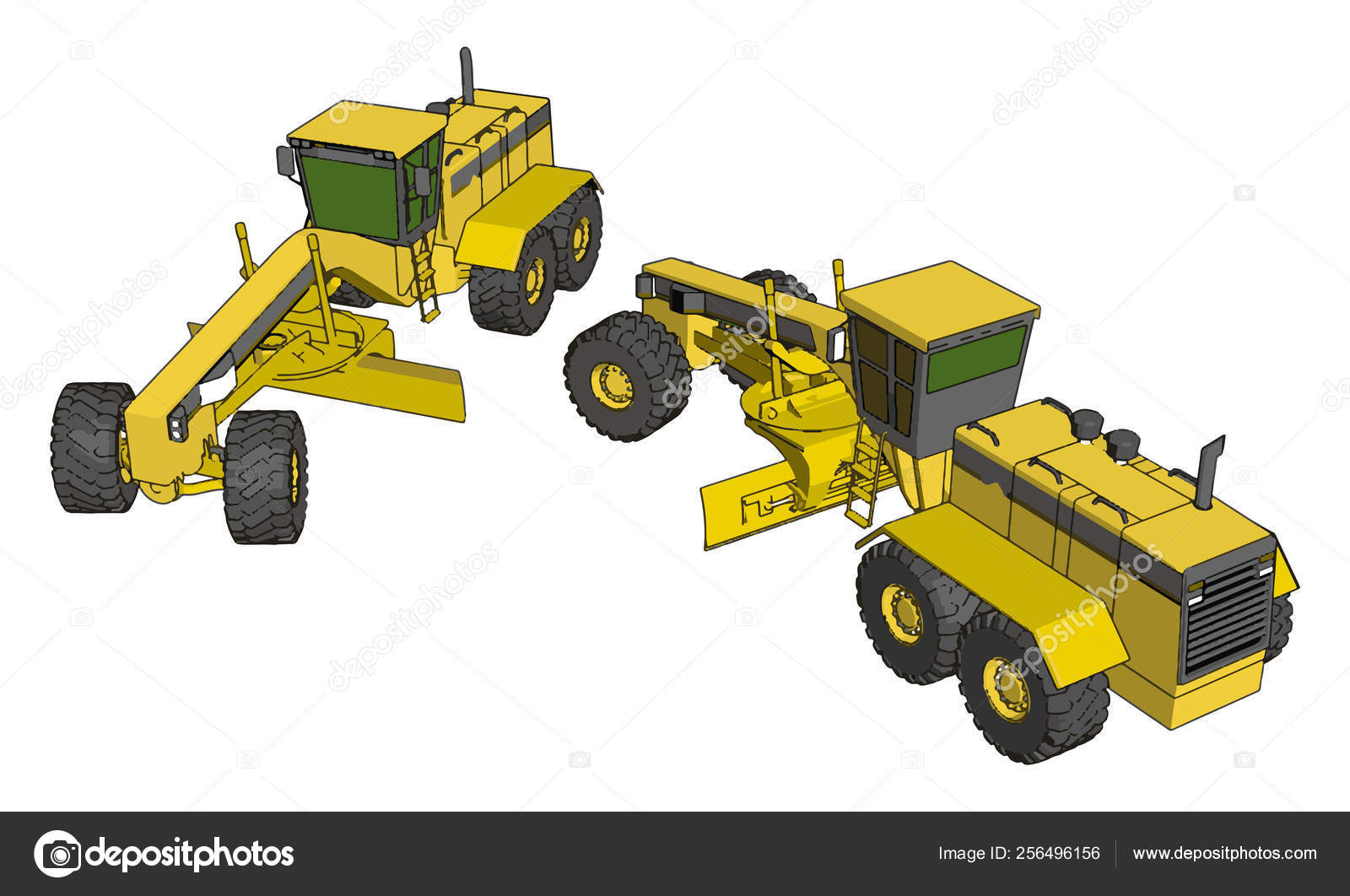 Yellow Industrial Grader Vector Illustration White Background Stock ...