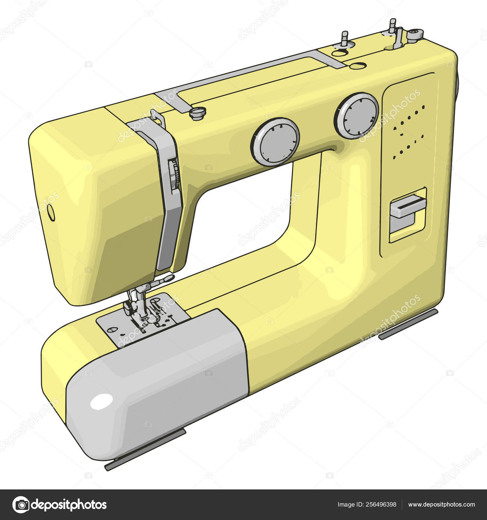 Simple Vector Illustration Yellow Sewing Machine White Background Stock ...