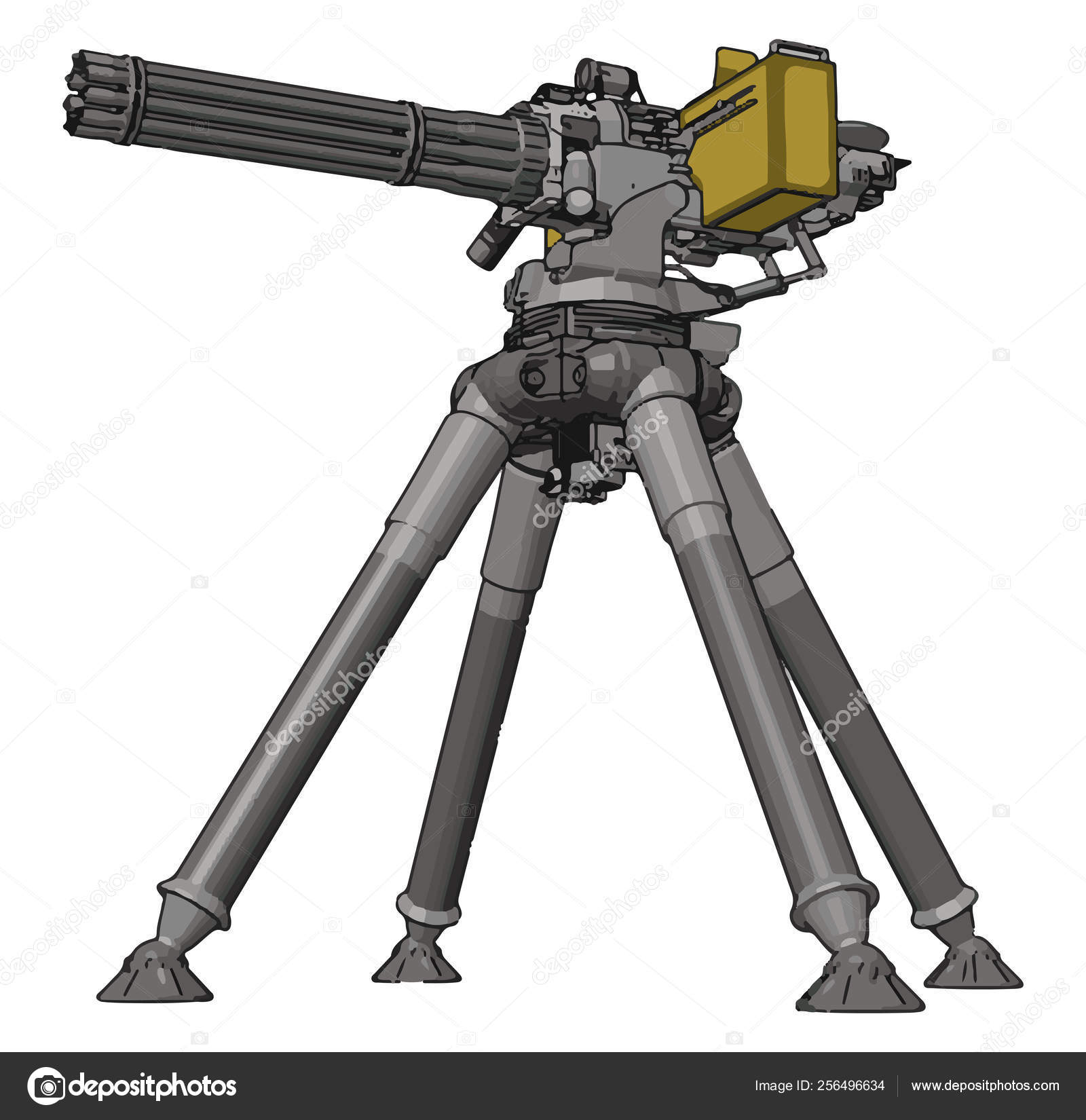 Vector Illustration White Background Military Missile Machine Gun Stock ...