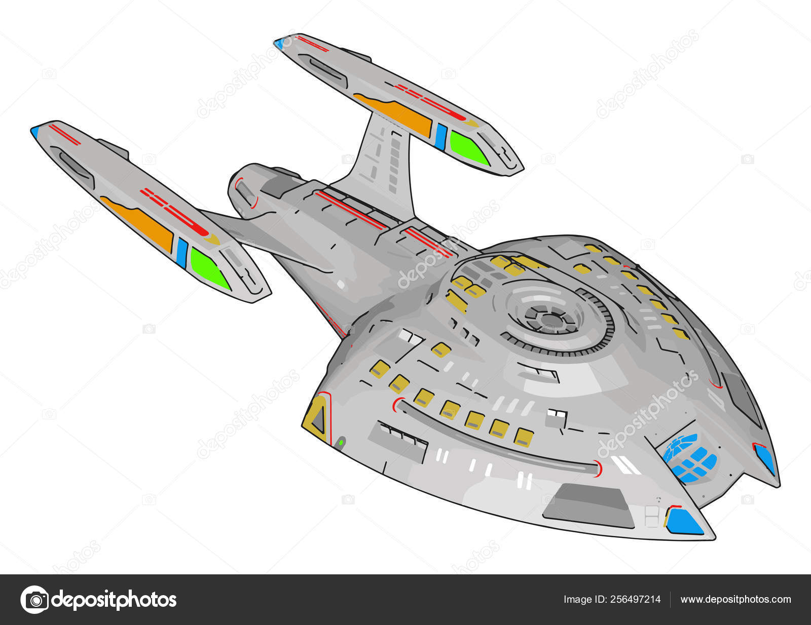Fantasy Battle Cruiser Vector Illustration White Background Stock ...
