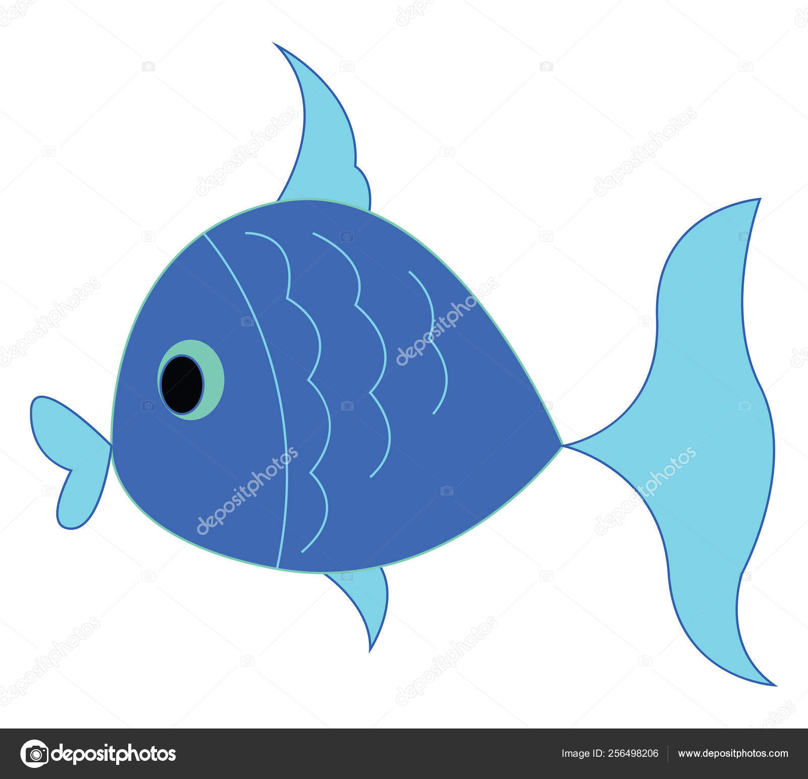 Little Blue Fish Vector Color Illustration Stock Vector by ©Morphart ...