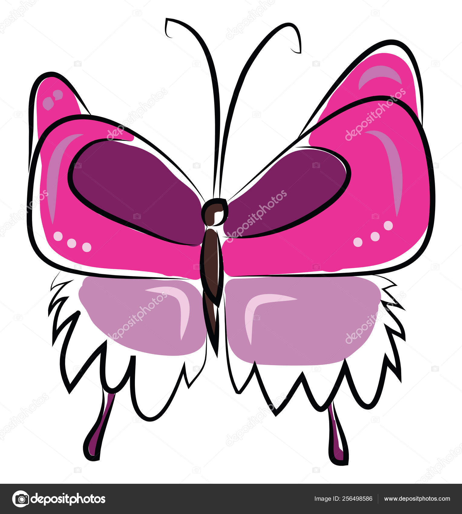 Pink Butterfly Vector Color Illustration Stock Vector Image by ...