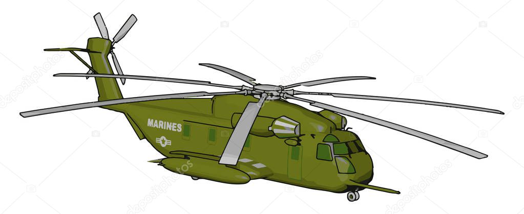Ilustraci n vectorial 3D sobre fondo blanco de un helic ptero militar verde 2024
