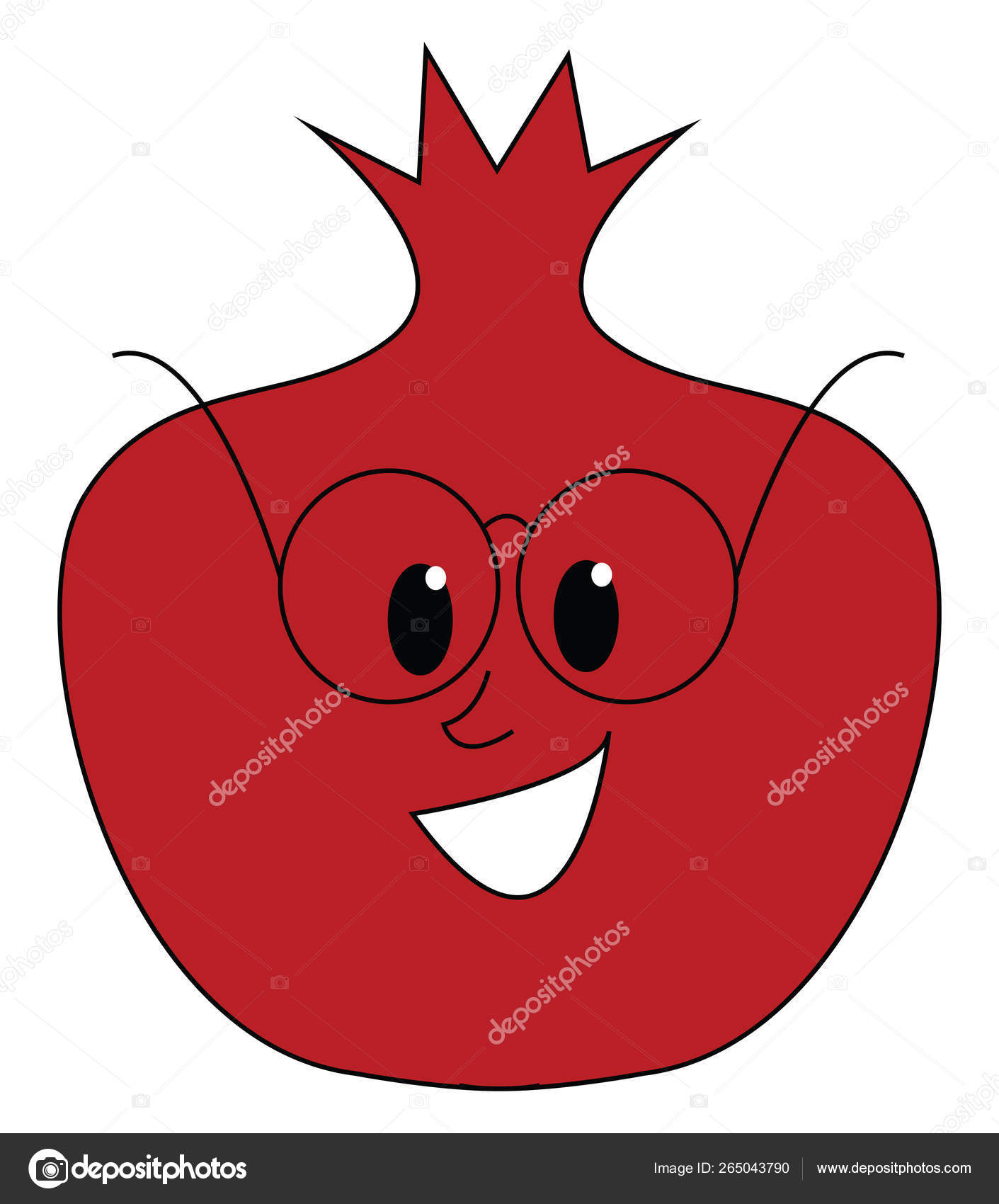 Smiling Garnet Red Color Wearing Glasses Vector Color Drawing ...