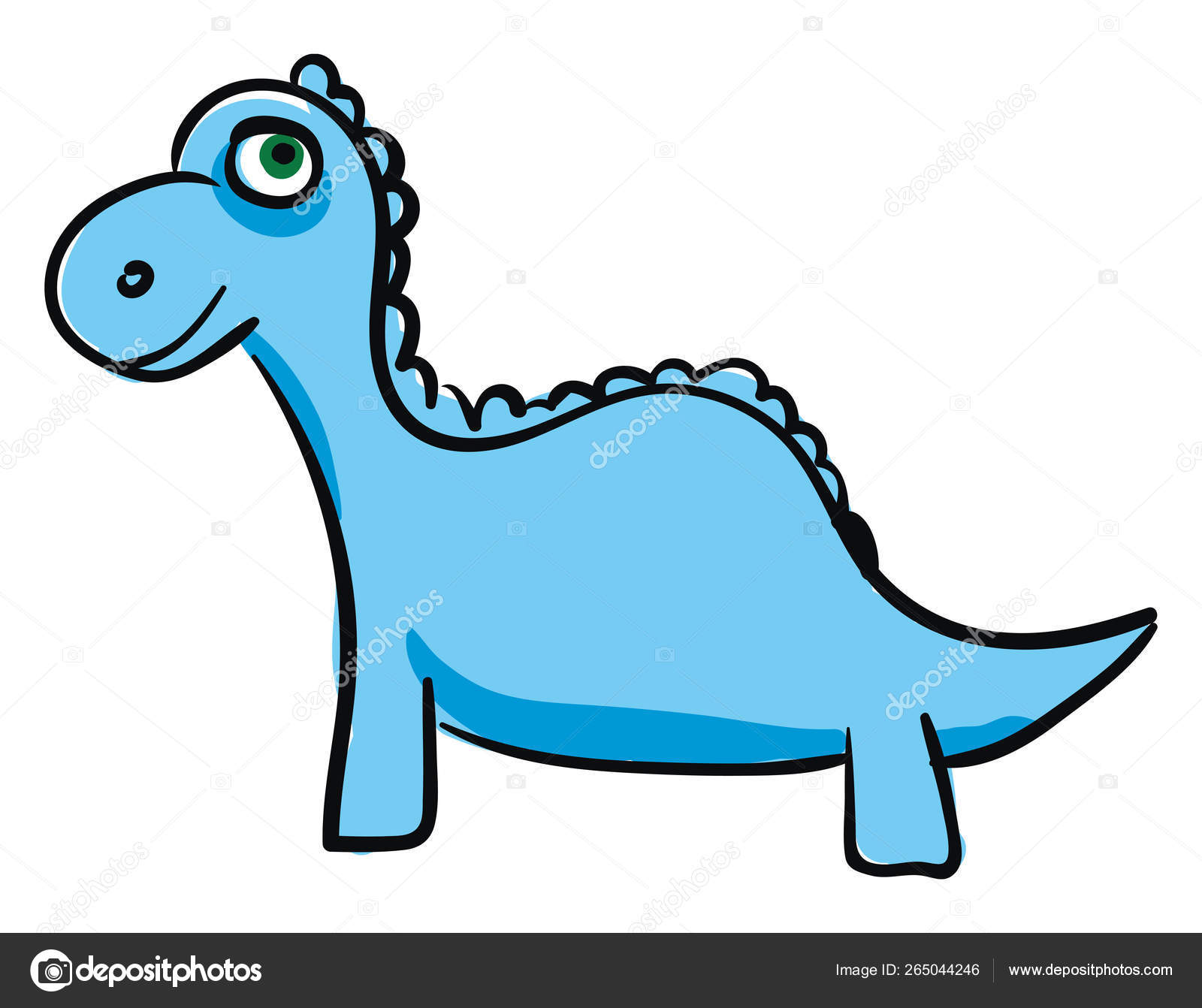 Young Dinosaur Blue Color Happy Face Vector Color Drawing Illustration ...