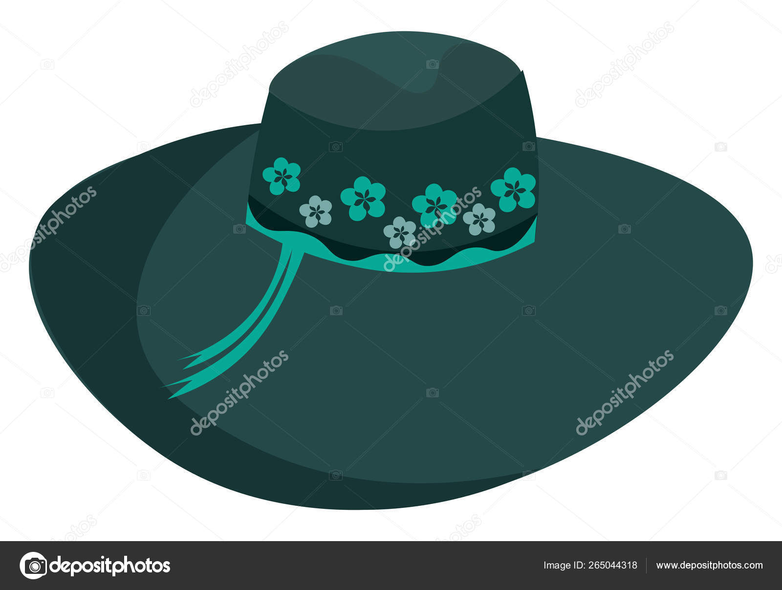 Large Green Hat Floral Designs Vector Color Drawing Illustration Stock ...