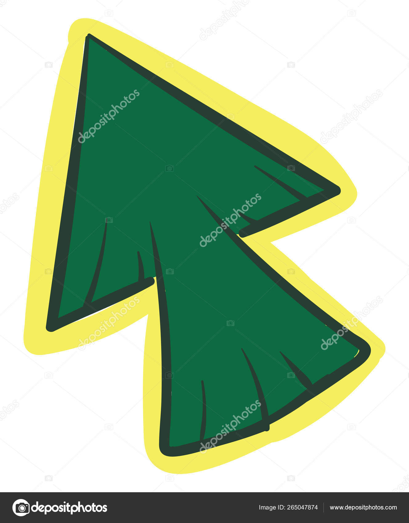 A green arrow click cursor mouse pointer icon/Long green arrow u Stock ...
