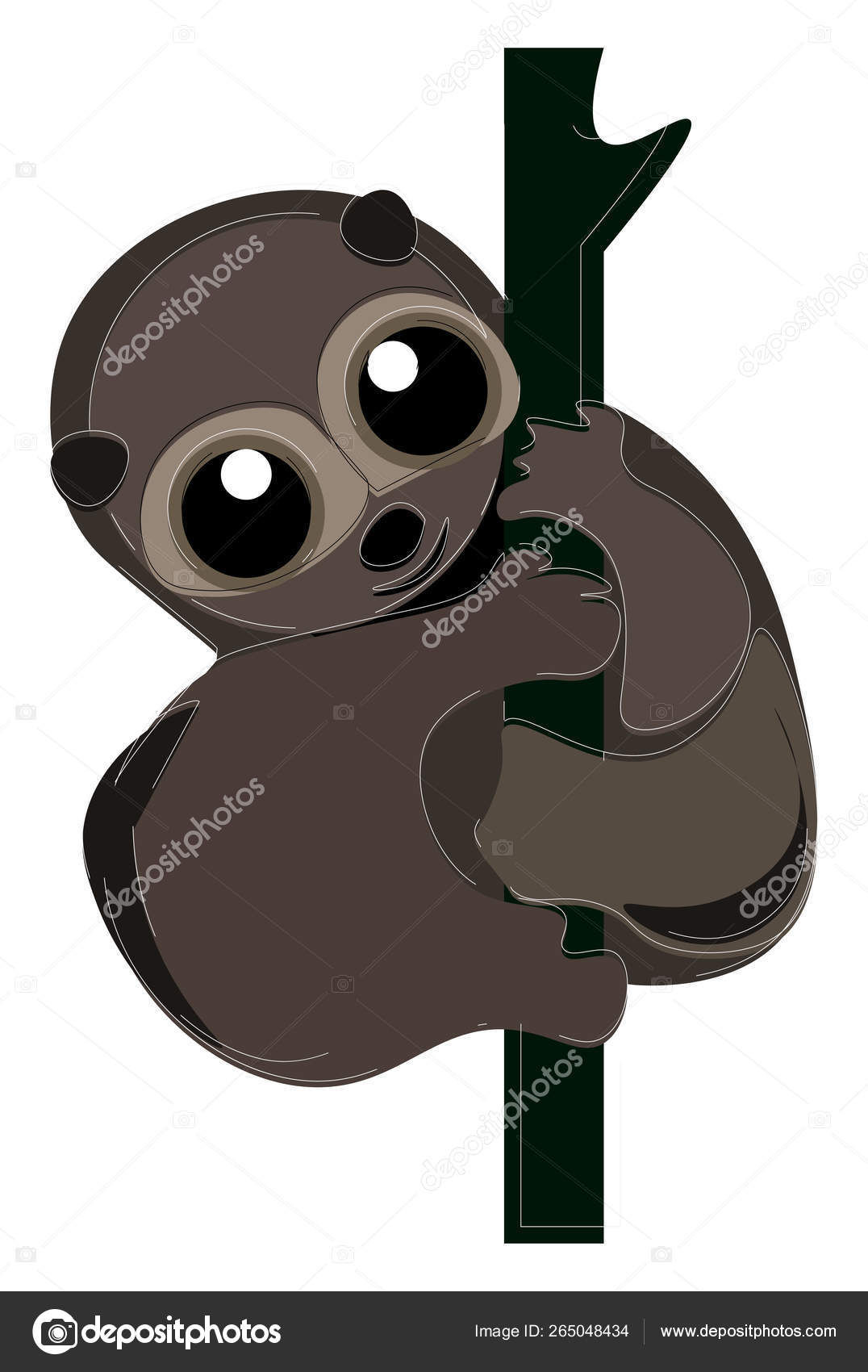 Cartoon smiling brown loris primate vector or color illustration Stock ...