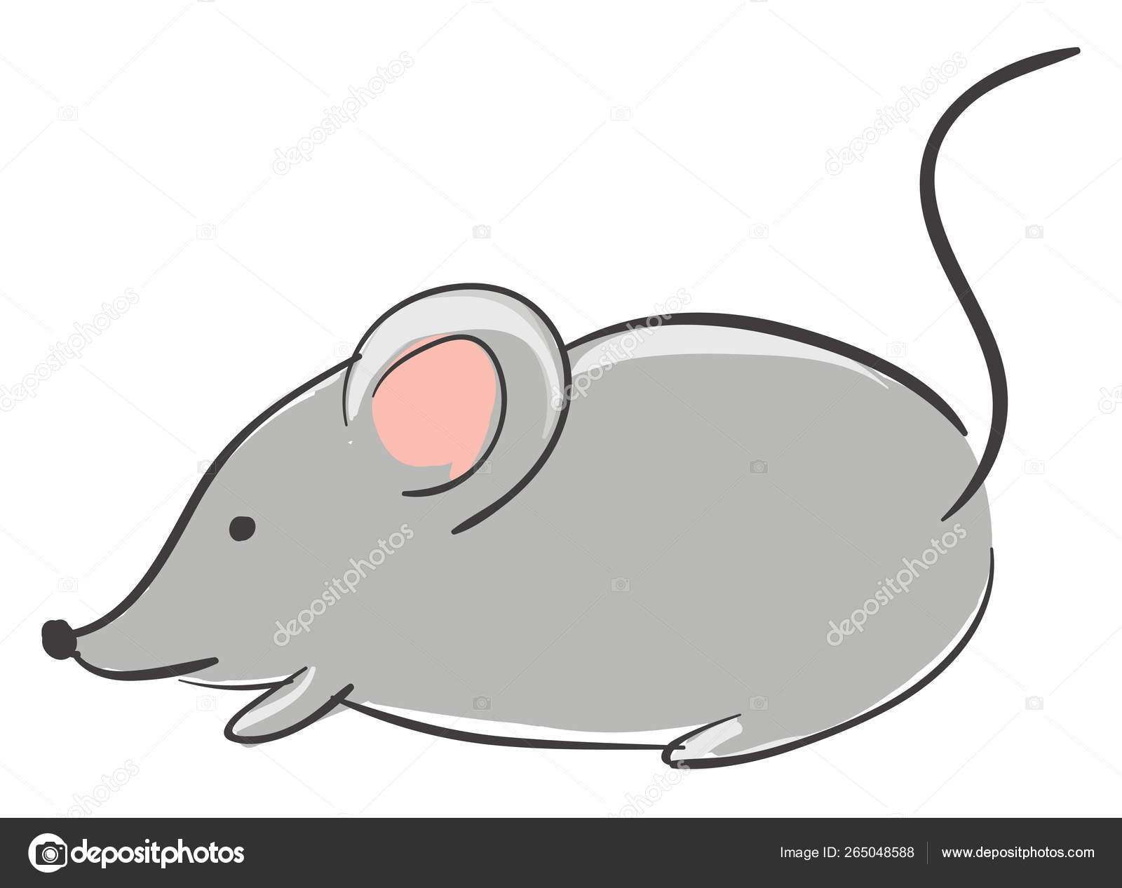 Ratón gris de dibujos animados / Lindo pequeño vector de ratón de ...