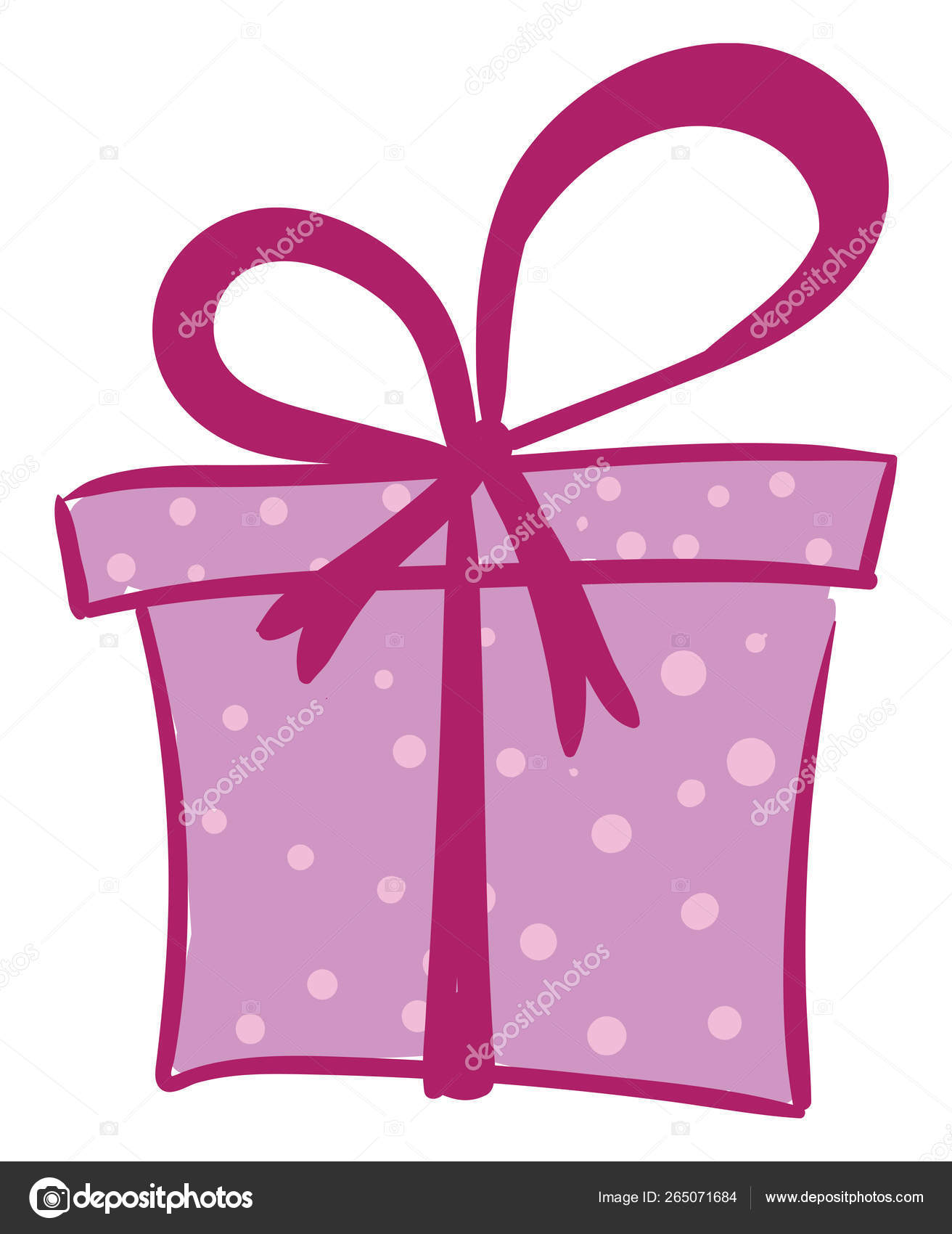 Drawing of a purple-colored gift box vector or color illustratio Stock ...