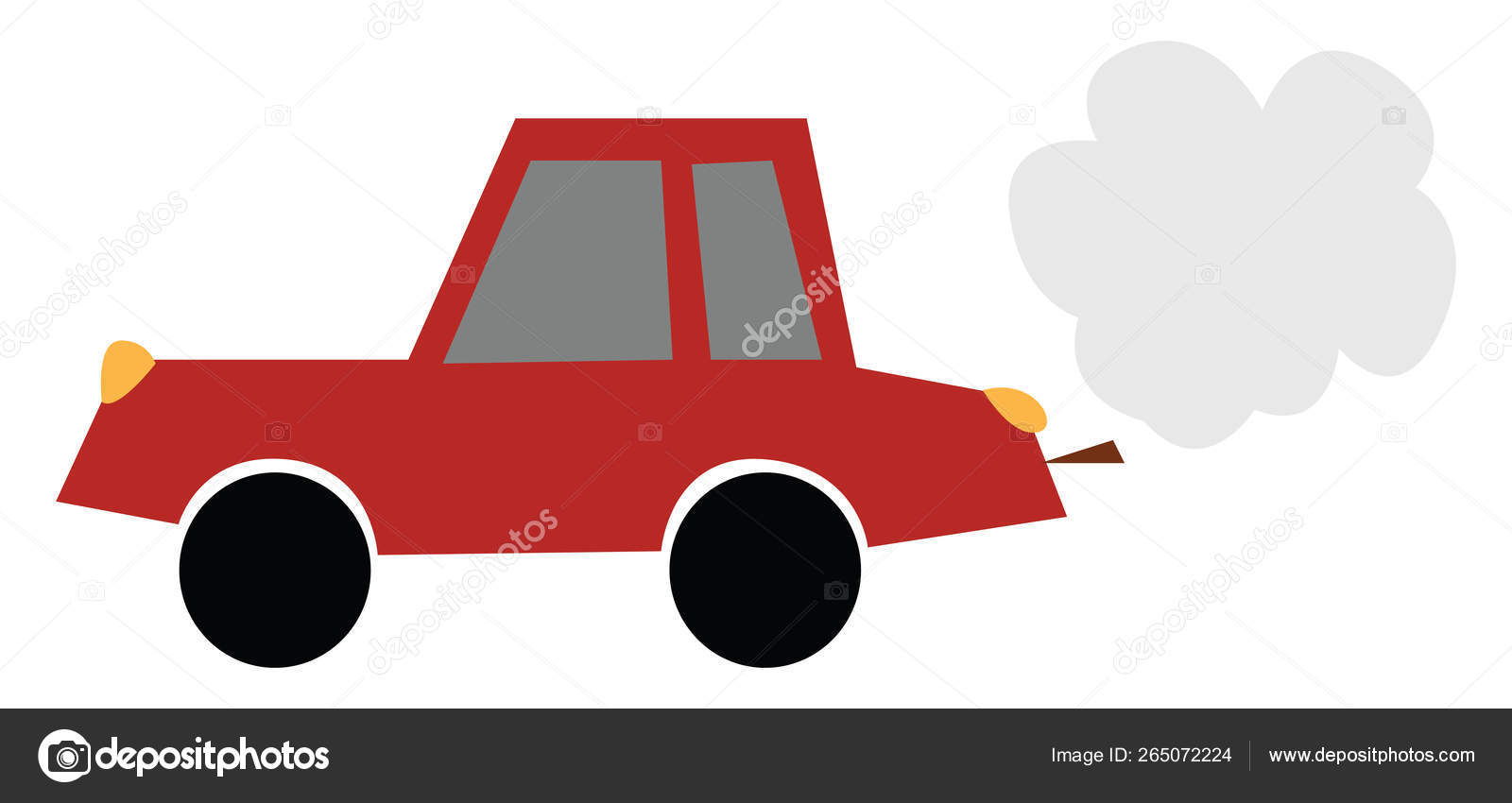 Dibujos animados de color rojo coche emitiendo humo vector o ...