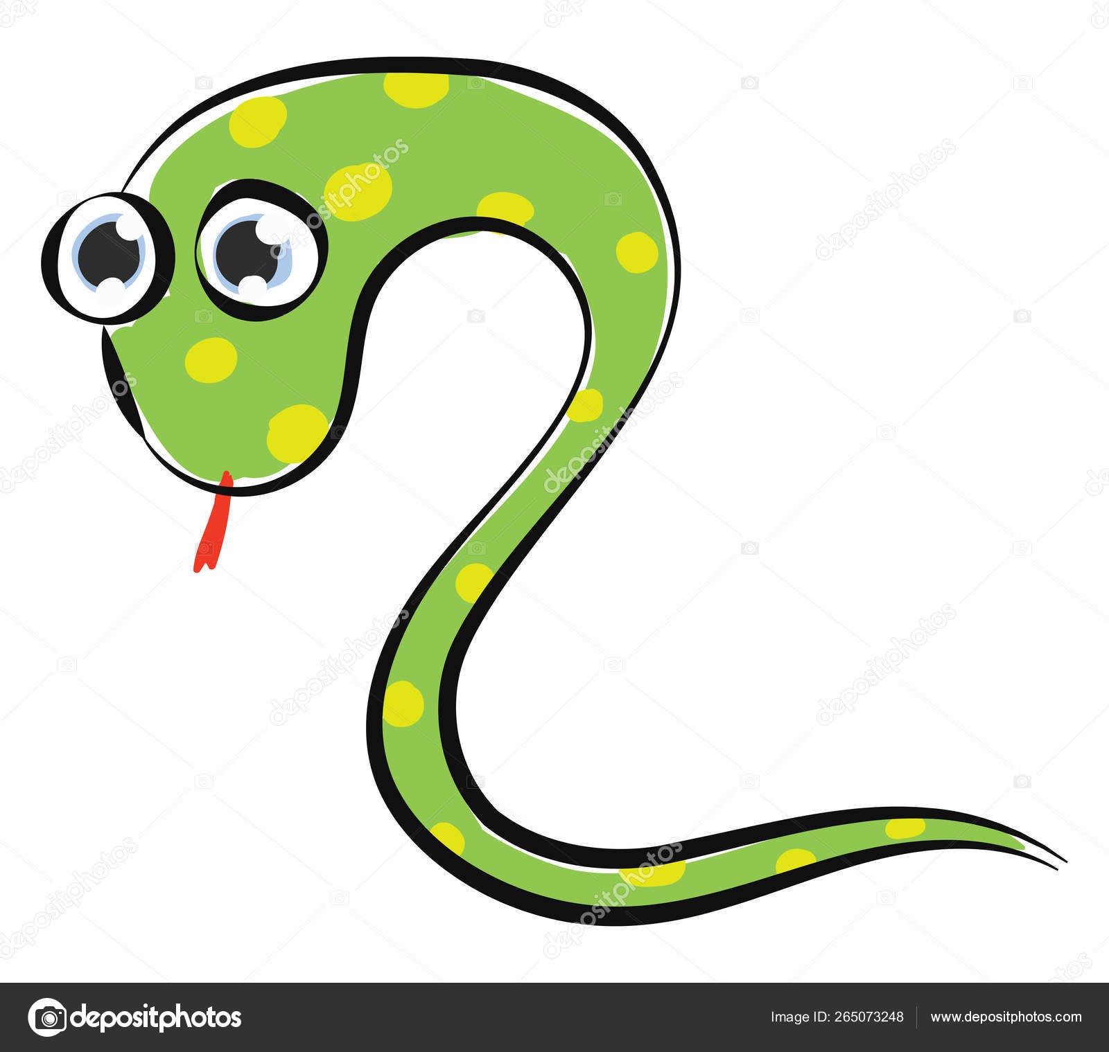Painting of a green-colored slithering snake vector or color ill Stock ...