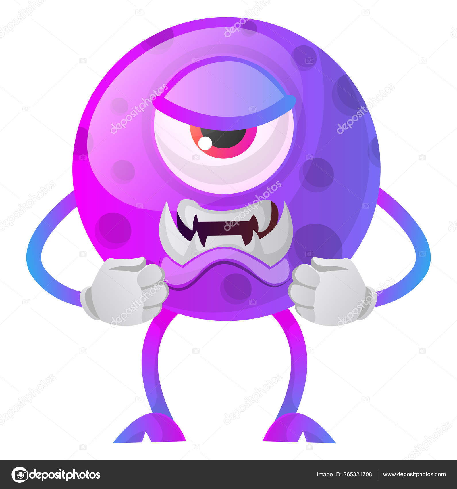 Angry purple monster illustration vector on white background Stock ...