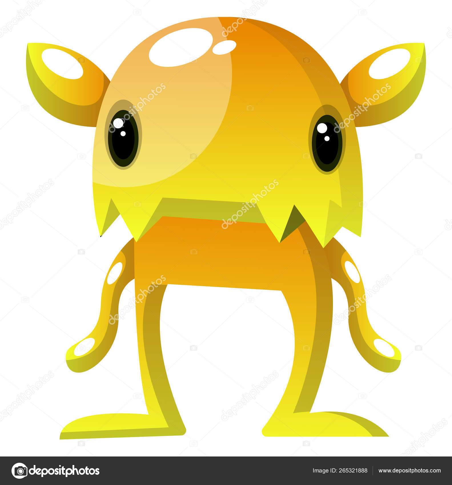 Yellow monster with small eyes illustration vector on white back Stock ...