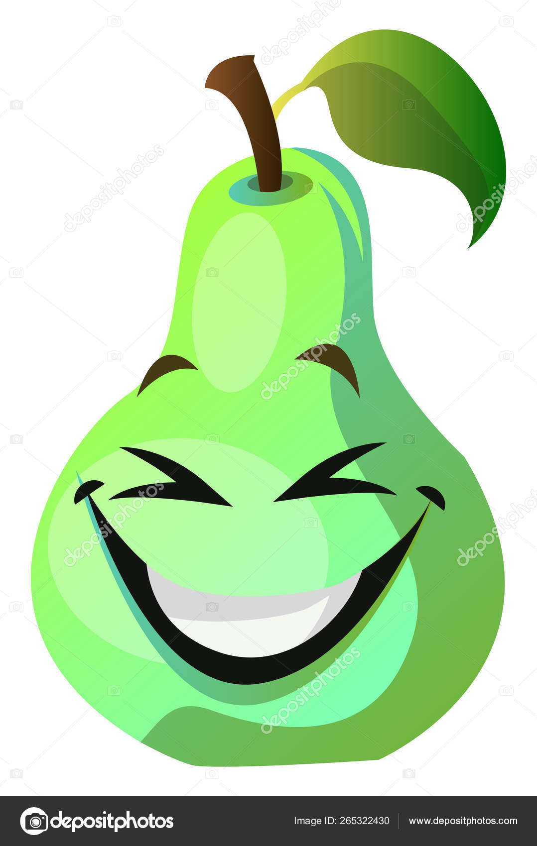 Green pear cartoon face laughing illustration vector on white ba Stock ...
