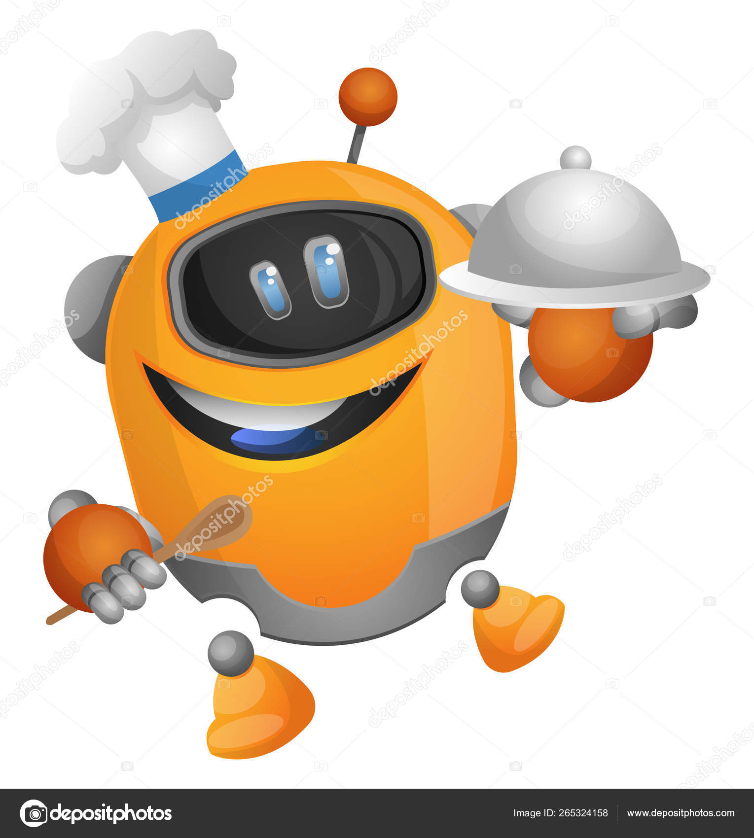 Robotic chef illustration vector on white background Stock Vector Image ...