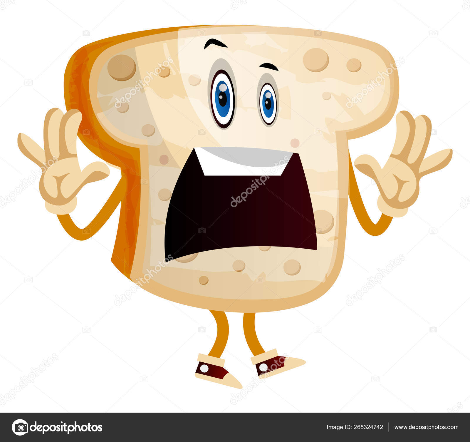 Scared Bread illustration vector on white background Stock Vector Image ...