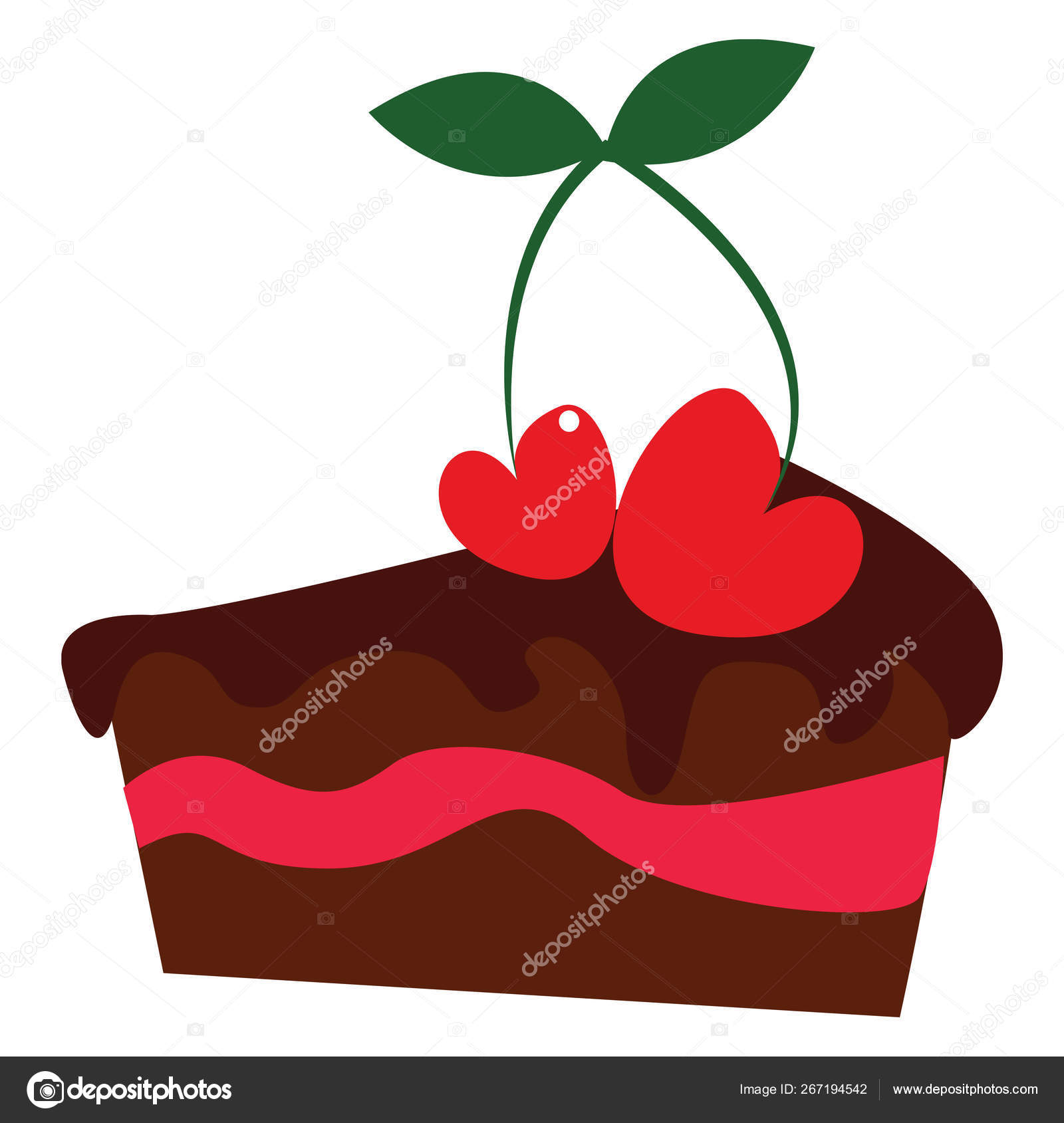 Little cherry cake, vector or color illustration. Stock Vector by ...