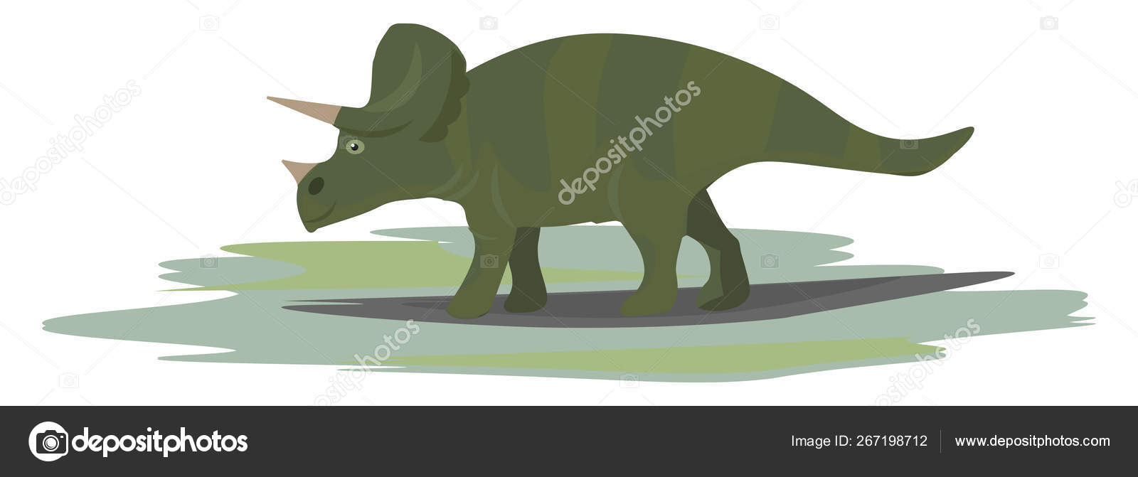 Image of ceratops - Ceratopsian dinosaur, vector or color illust Stock ...
