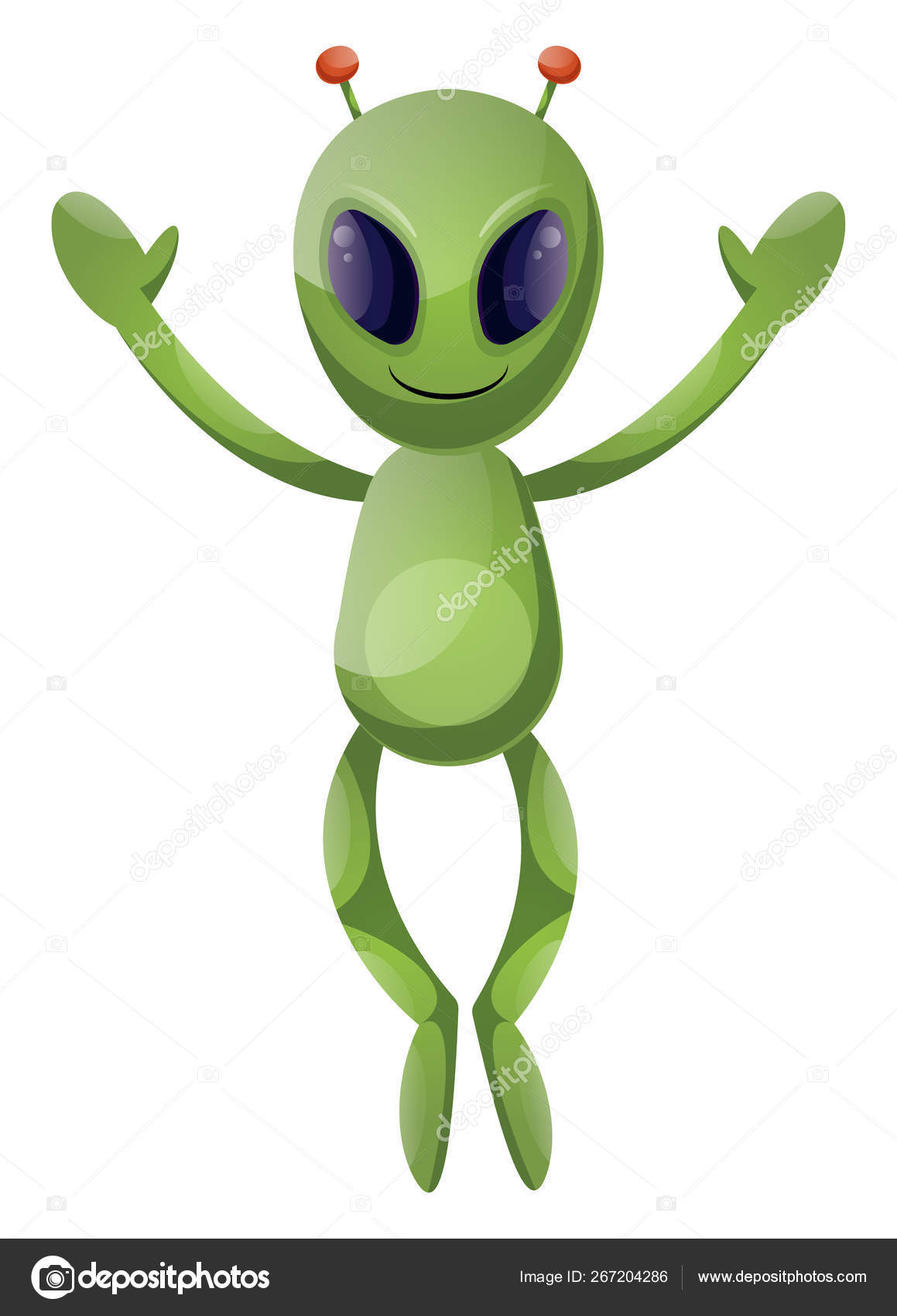 Jumping alien, illustration, vector on white background. Stock Vector ...