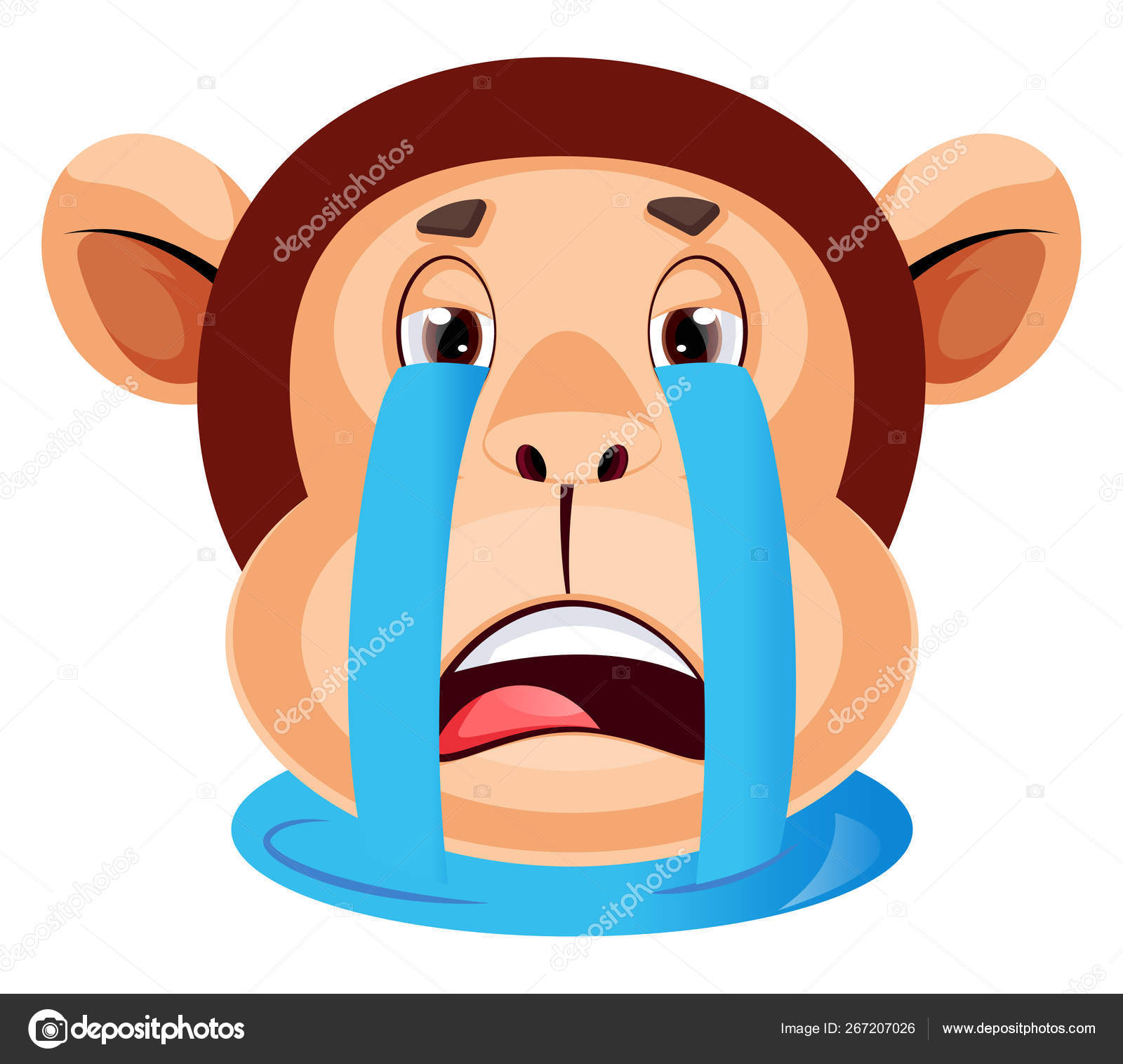 Monkey is crying, illustration, vector on white background. Stock ...