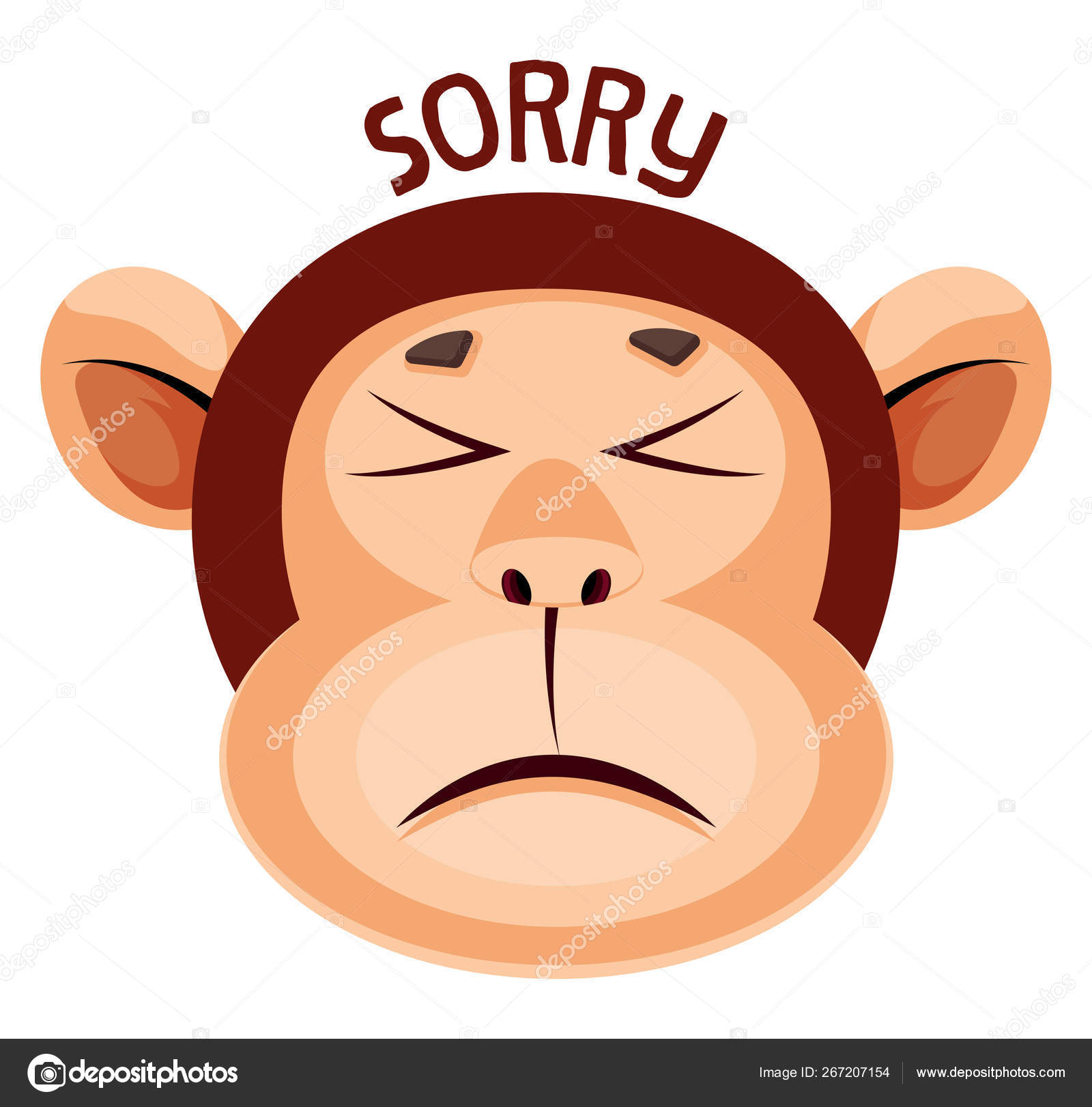 Mono se siente apenado, ilustración, vector sobre fondo blanco Vector ...