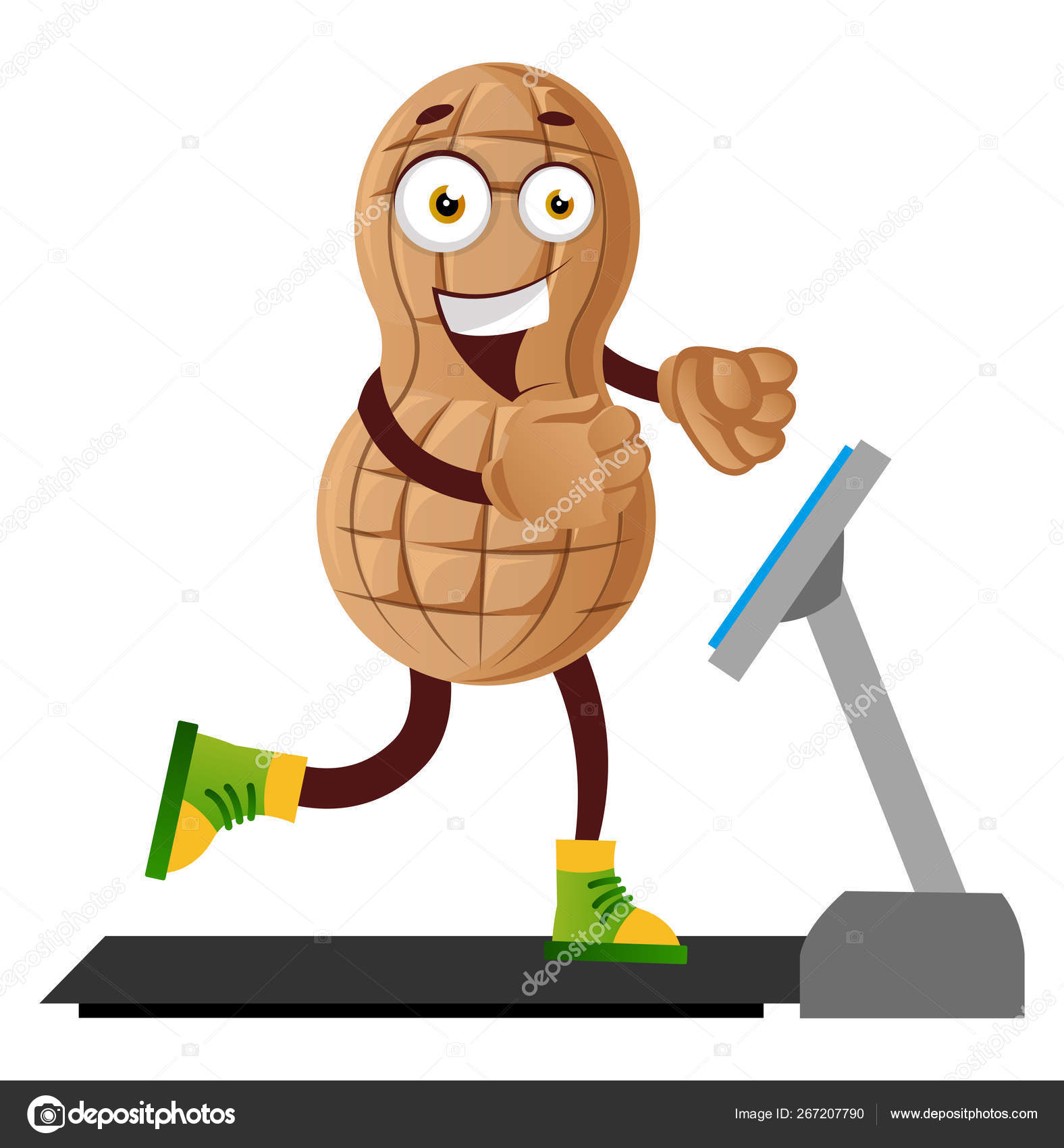 Peanut run on the conveyor belt, illustration, vector on white b Stock ...