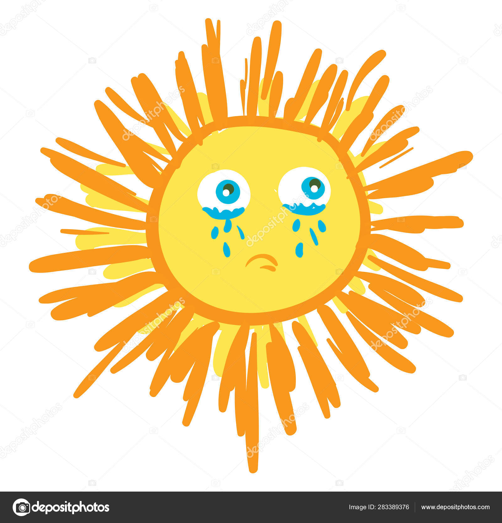 A crying sun, vector or color illustration. Stock Vector Image by ...