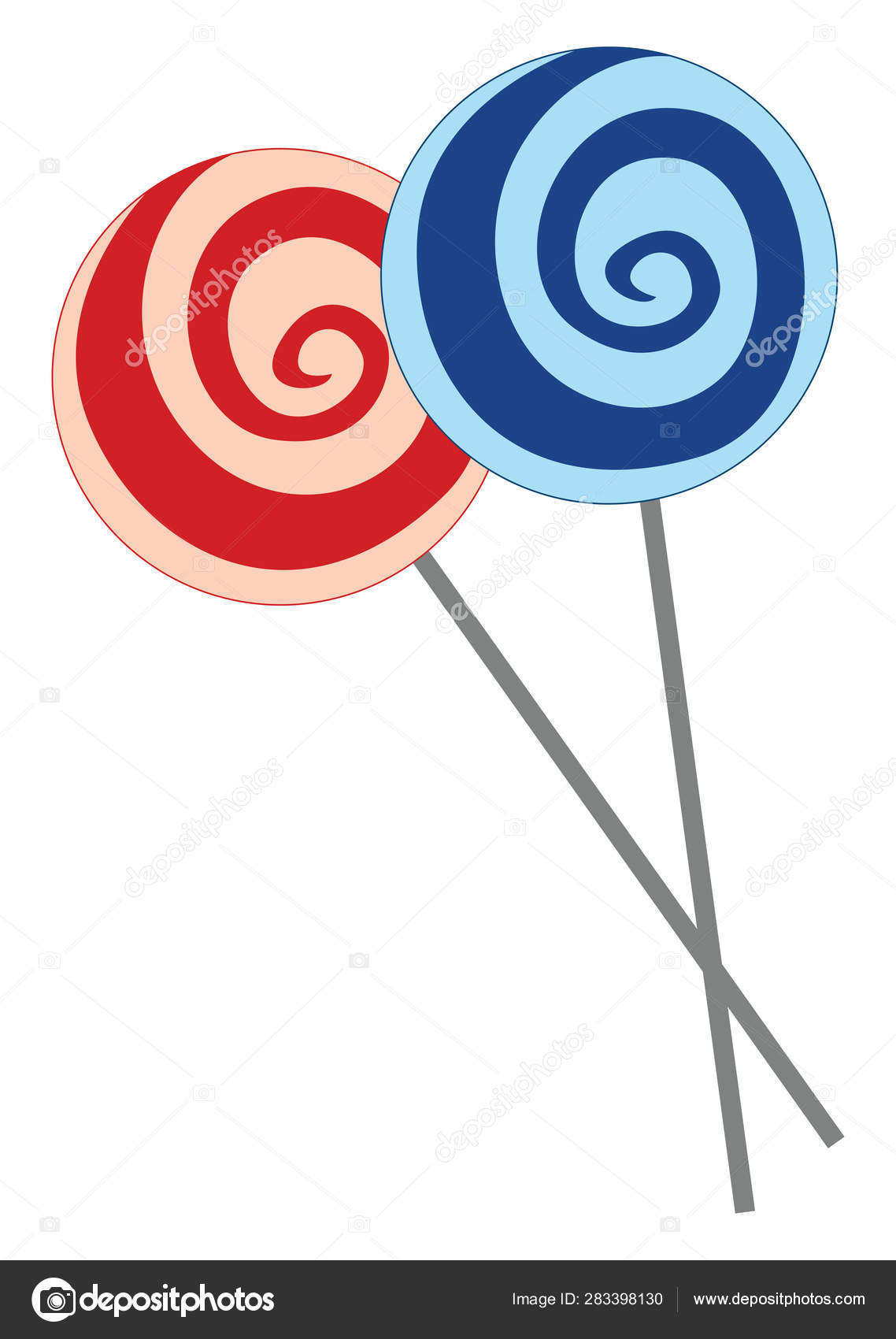 Red and blue lollipops, illustration, vector on white background Stock ...