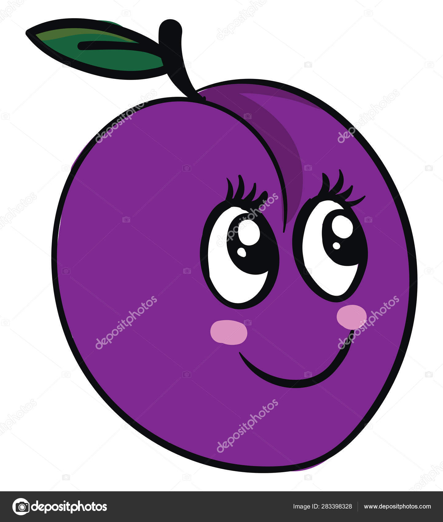 Cute little prune, illustration, vector on white background. Stock ...